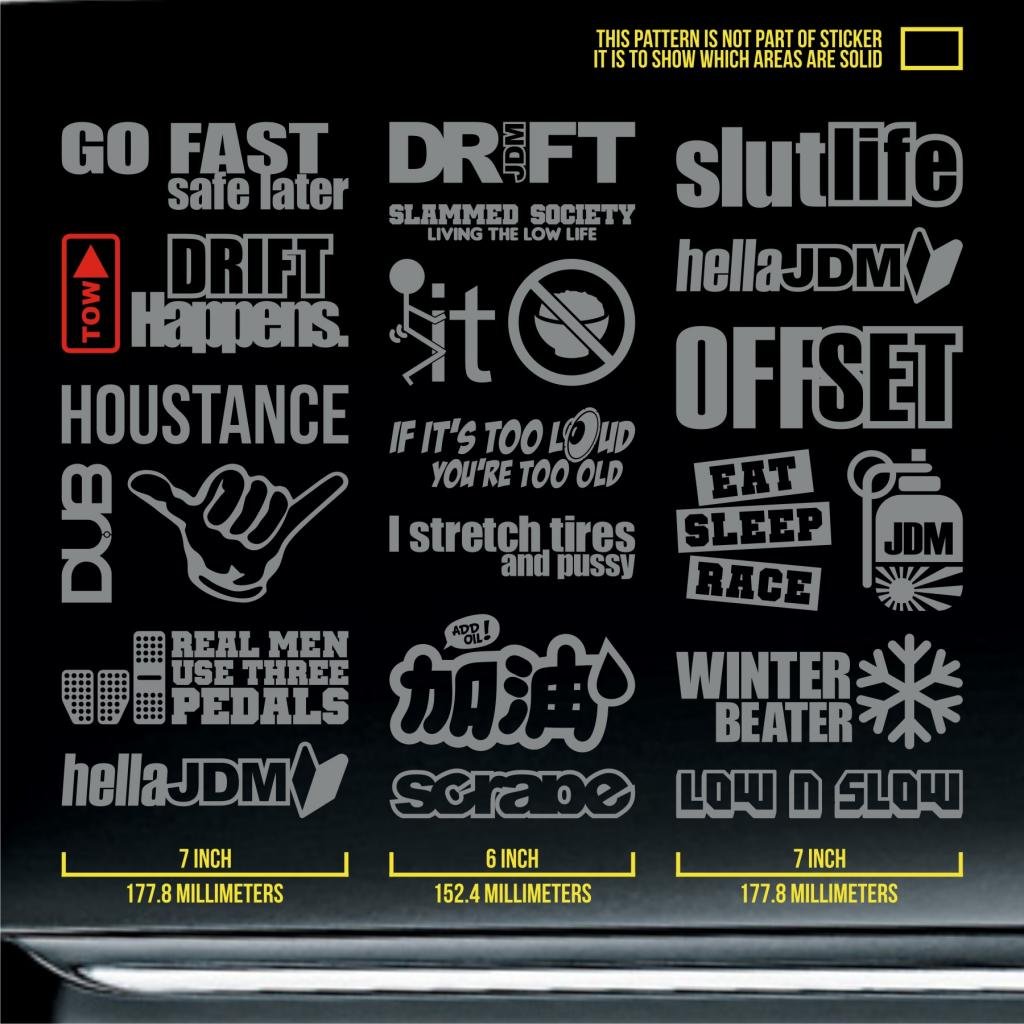 Jdm Stickers Pack Racing Decal Stance Static Caravan Offset Winter ...