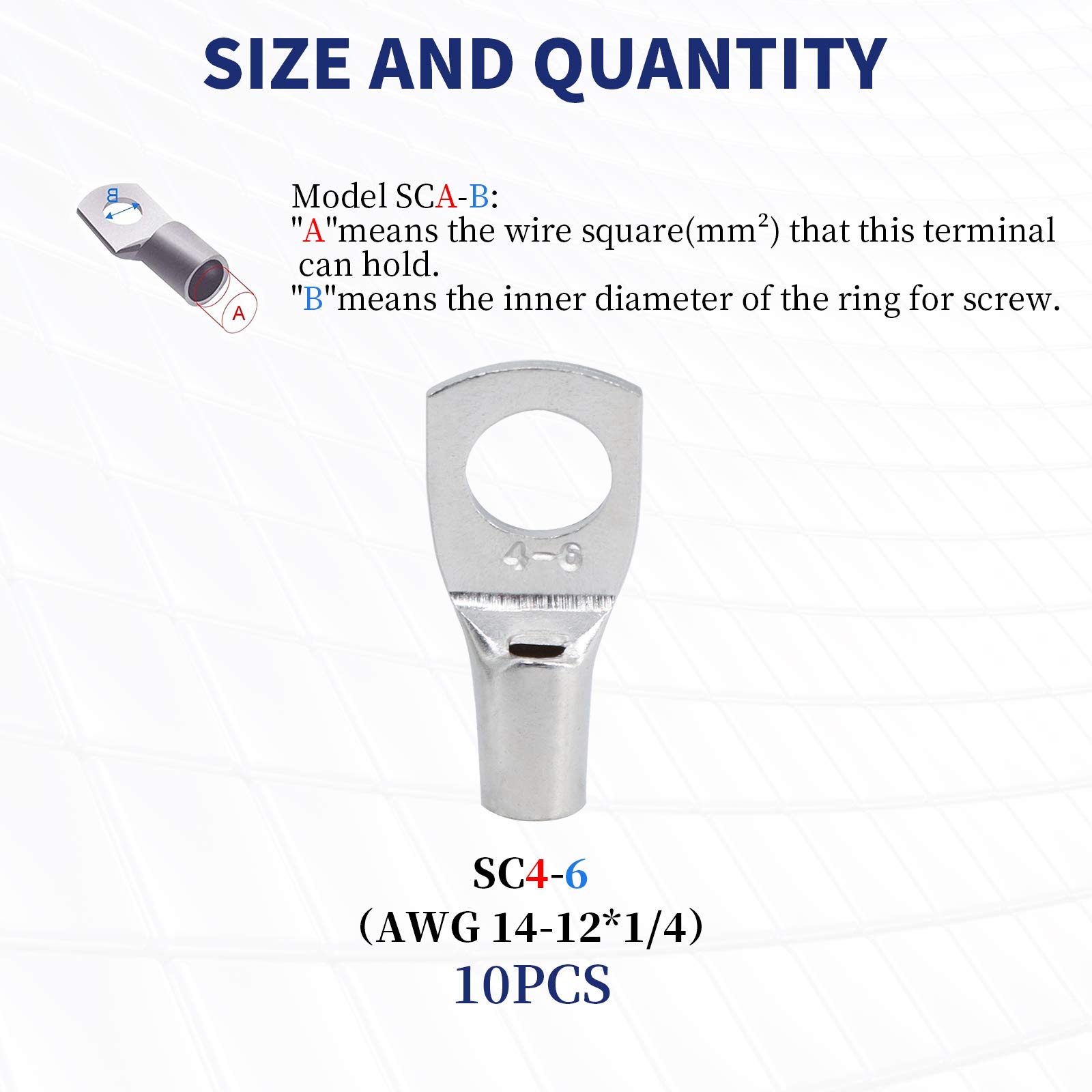 Snapklik.com : Tinned Copper AWG14-12 1/4"Stud Battery Cable Lugs,Heavy Duty Wire Lugs Eyelets ...