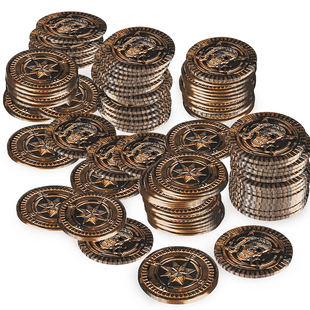 Artcreativity 144 Plastic Pirate Coins Ancient Pirate Booty Treasure ...
