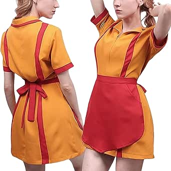 Amazon.com: Women Waitress Uniform Cosplay Yellow Waitress Costume ...