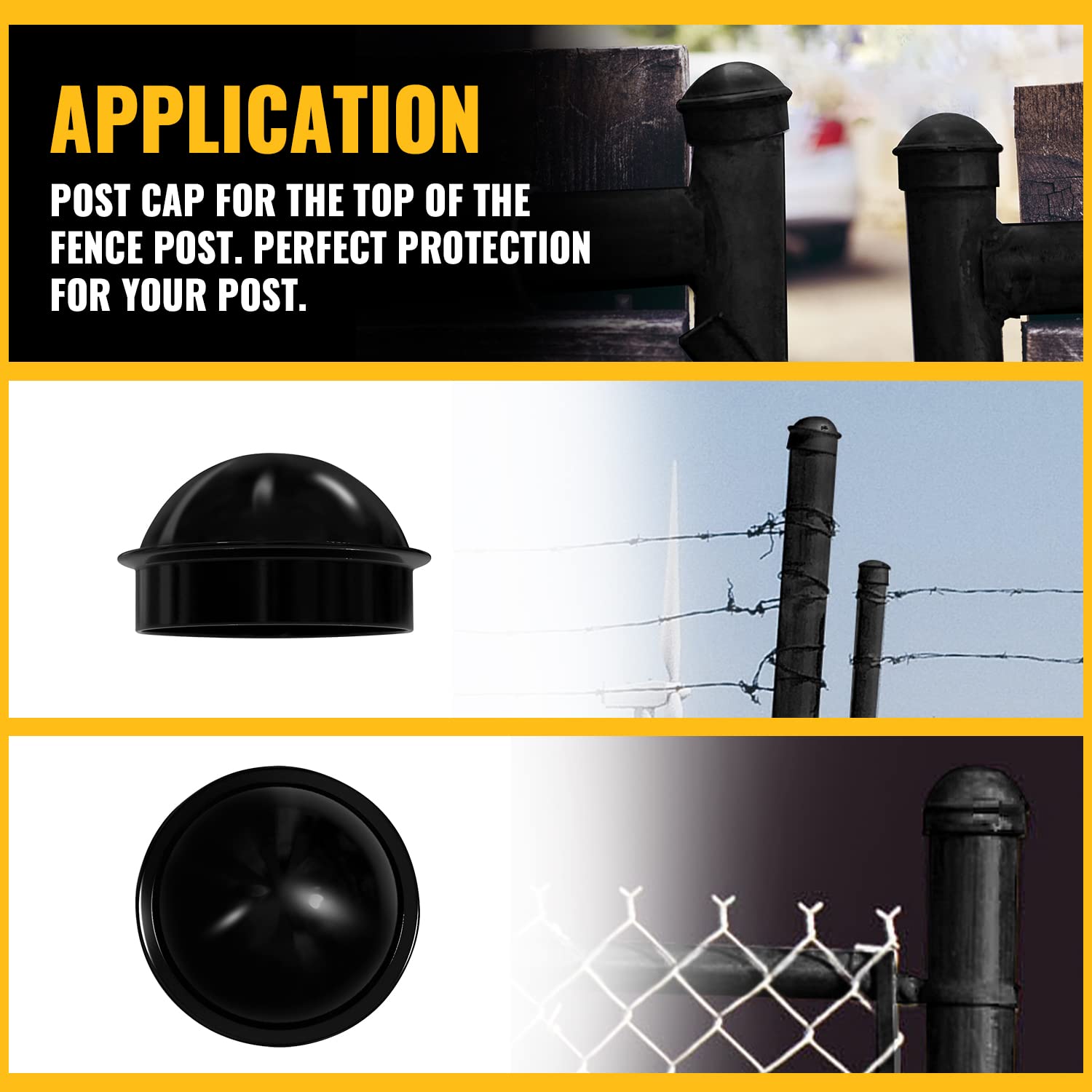Snapklik.com : 2-3/8" Chain Link Post Caps, Chain Link Fence Black Post ...