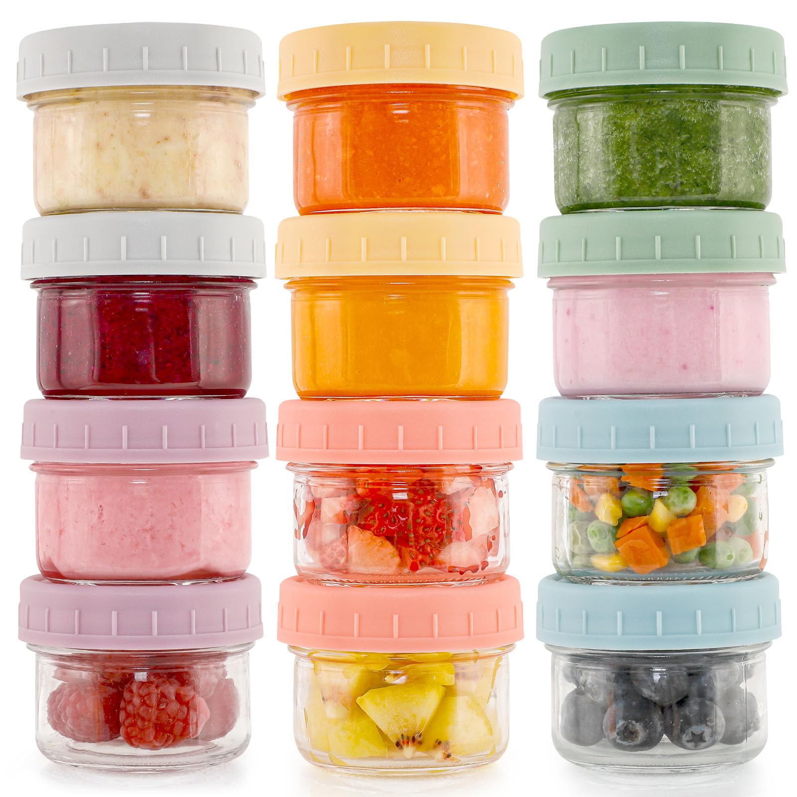Snapklik.com : Caperci 12-Pack Glass Baby Food Storage Containers - 4 ...