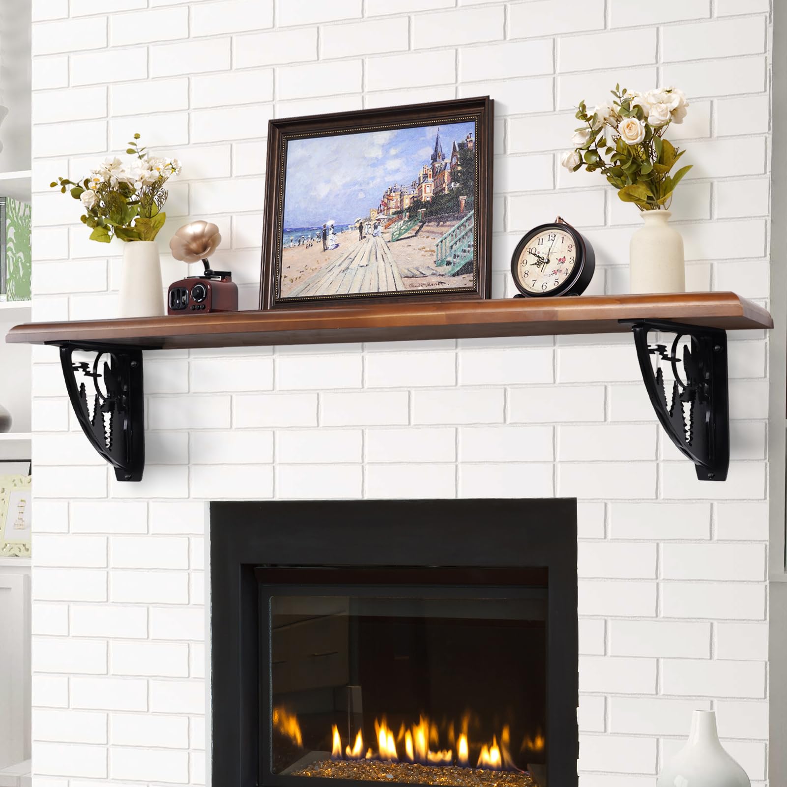 Amazon.com: Wood Mantels for Fireplace,Handcrafted Fireplace Mantels 60 ...