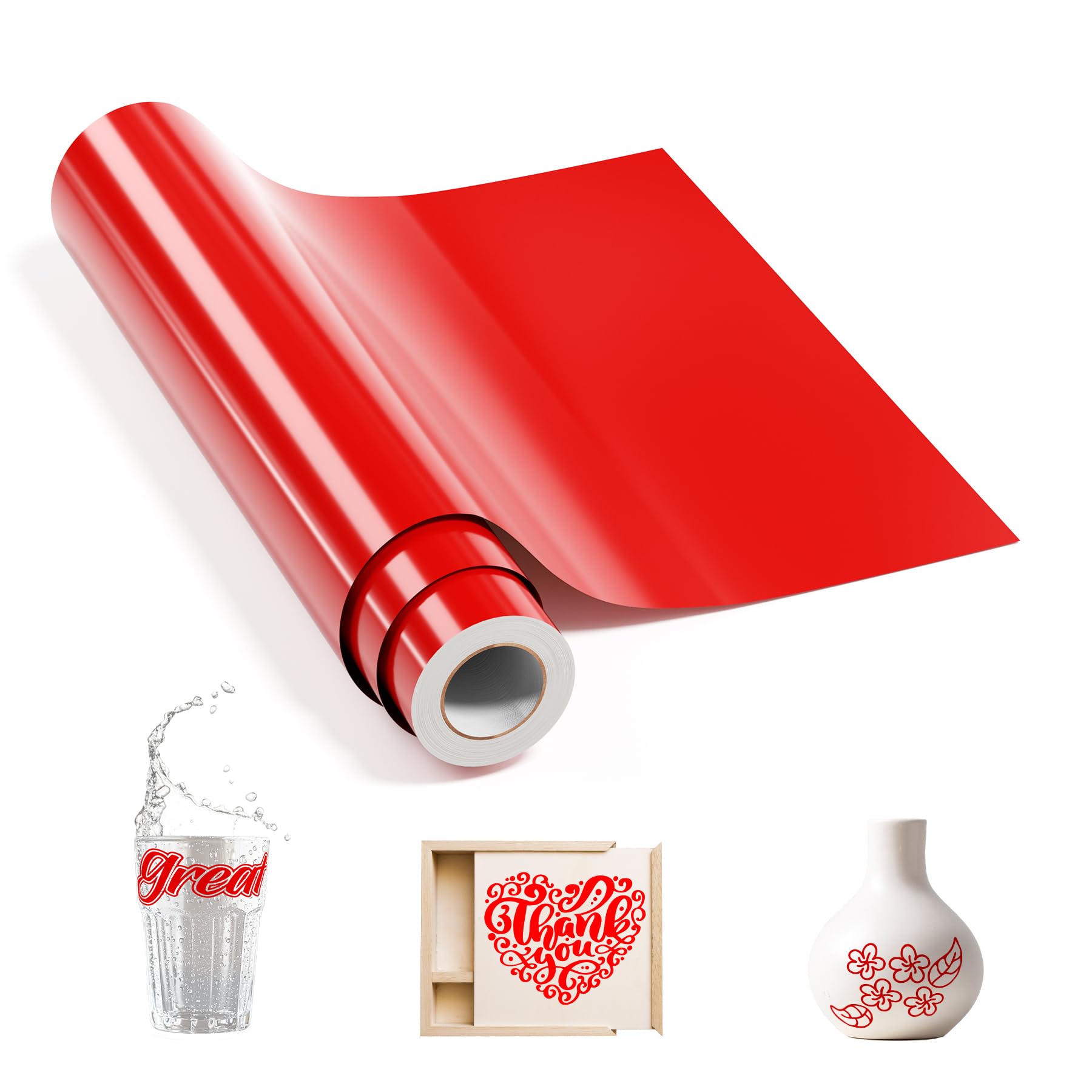 Amazon.com: Sileelis Red Permanent Vinyl, 12" x 10 FT Adhesive Vinyl ...