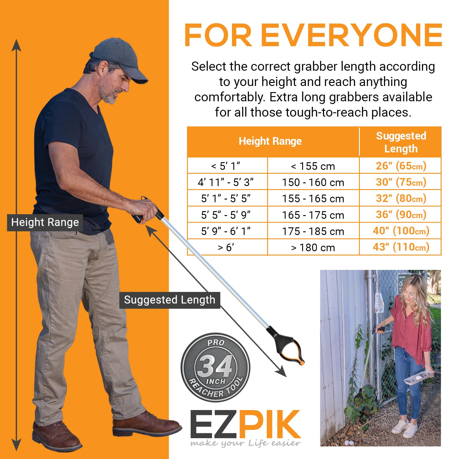 Snapklik.com : EZPIK Pro 34" Grabber Reacher Tool For Seniors ...