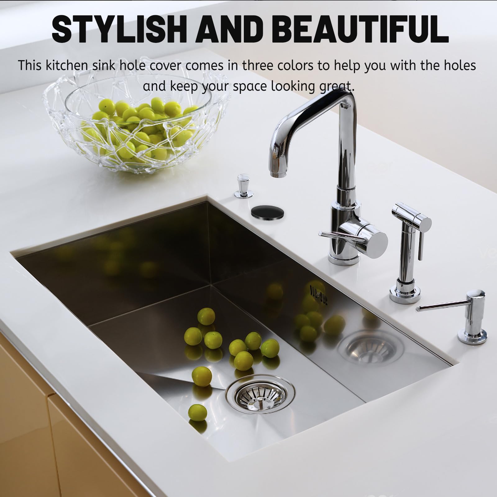 Snapklik.com : Kitchen Sink Hole Cover Stainless Steel Faucet Hole ...