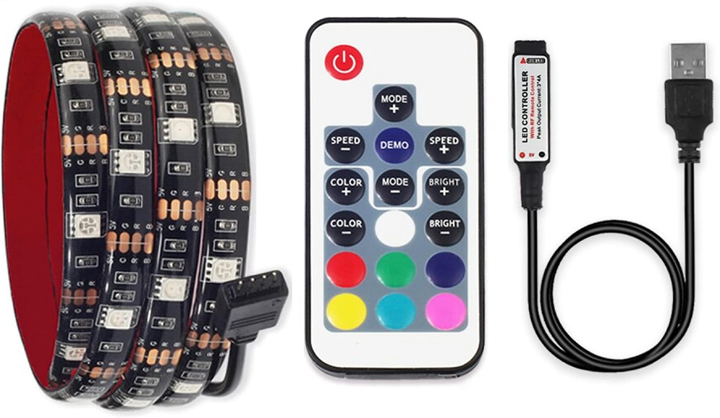 Terryshop74 Striscia led RGB per retroilluminazione TV monitor completa ...