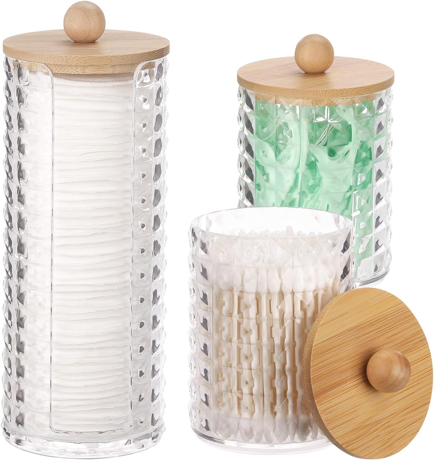 Amazon.com: 3Pcs Qtip Holder Dispenser Storage Cotton Ball, Cotton Swab ...