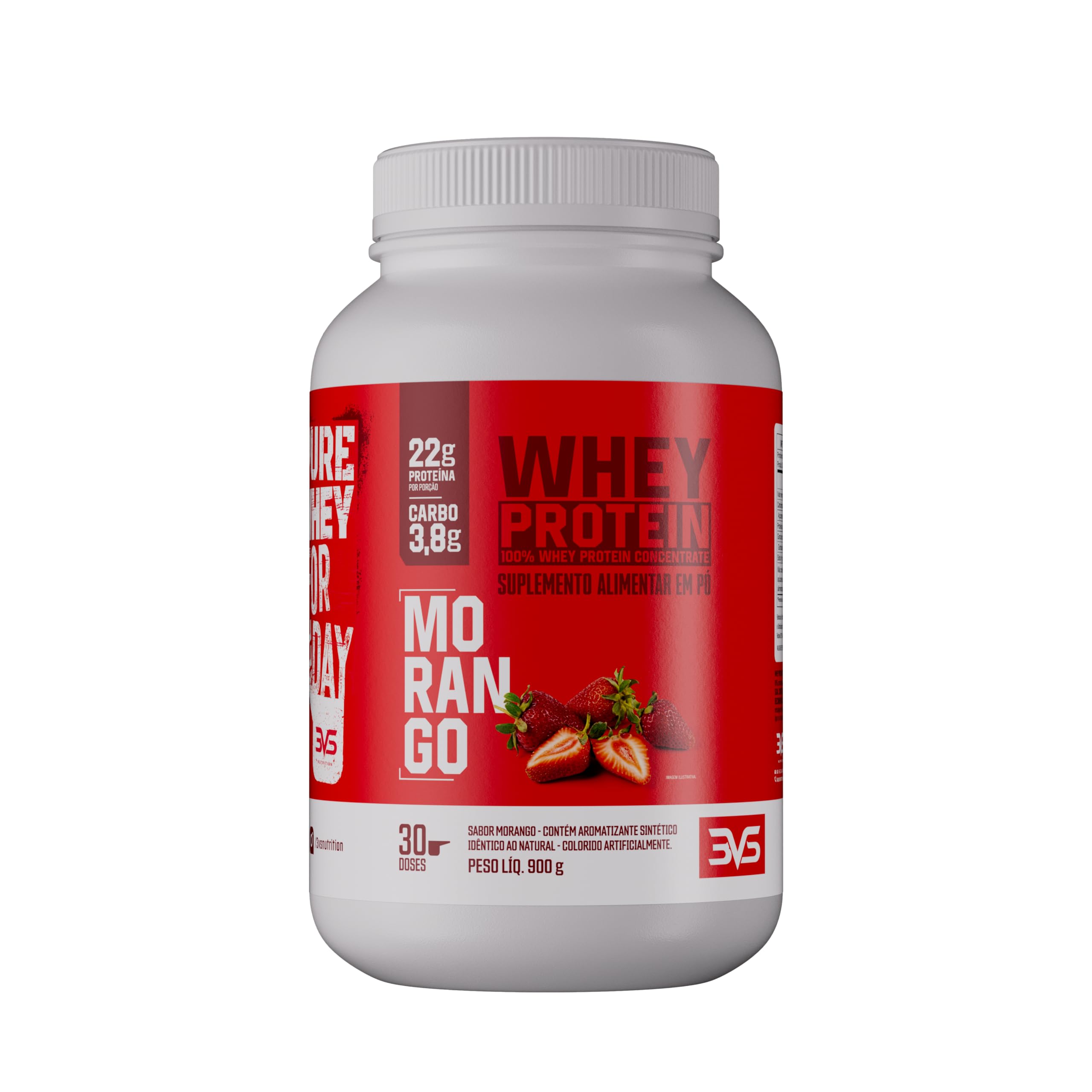 3VS Nutrition Whey 100% Concentrado 900g Sabor Morango | Amazon.com.br