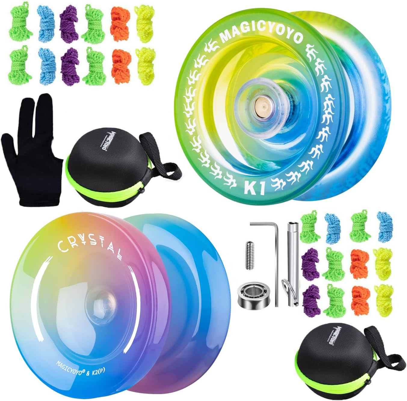 Amazon.com: Pack of 2 Yoyos - K2 Yellow Pink Blue Dual Purpose Yoyo ...