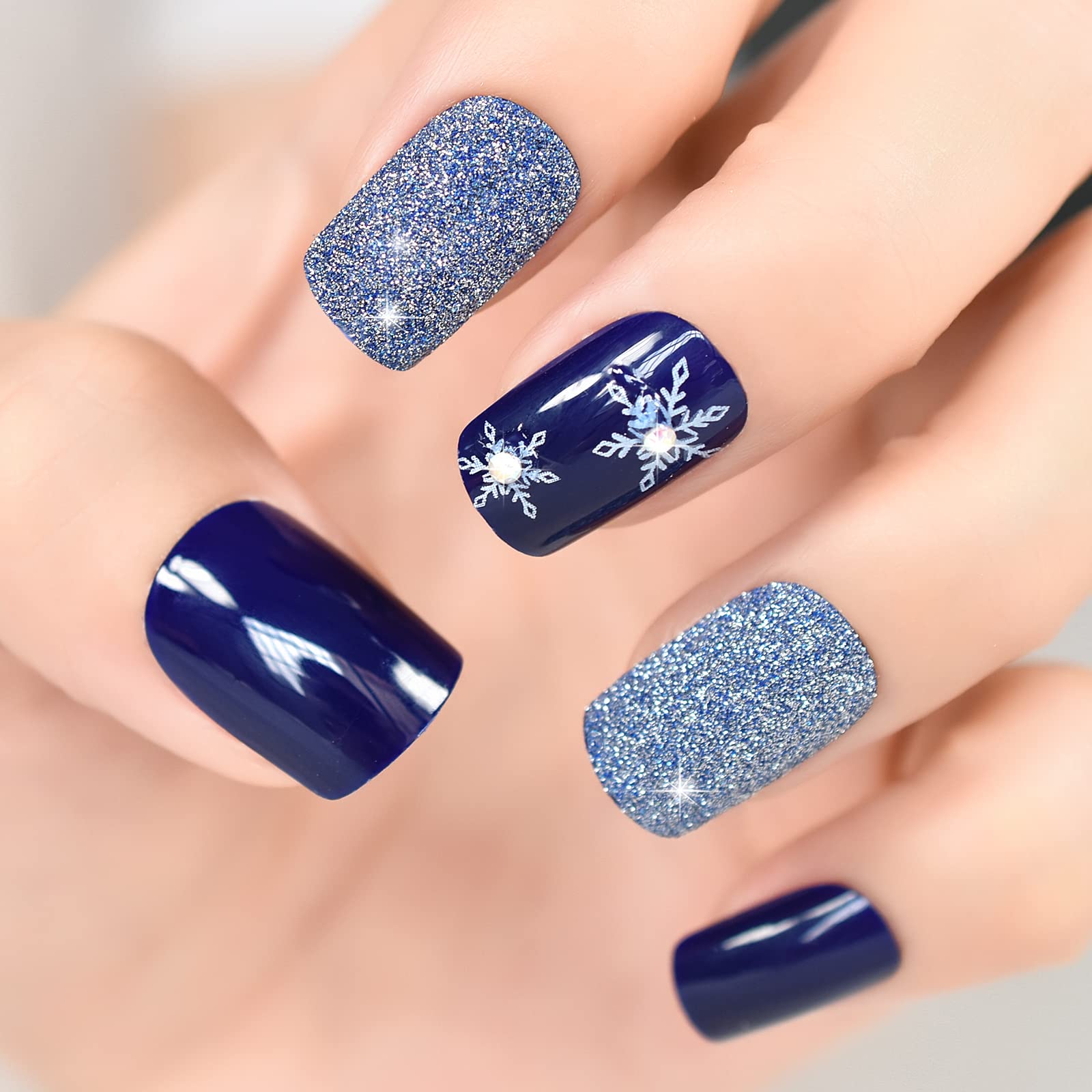 Blue Christmas Acrylic Nails