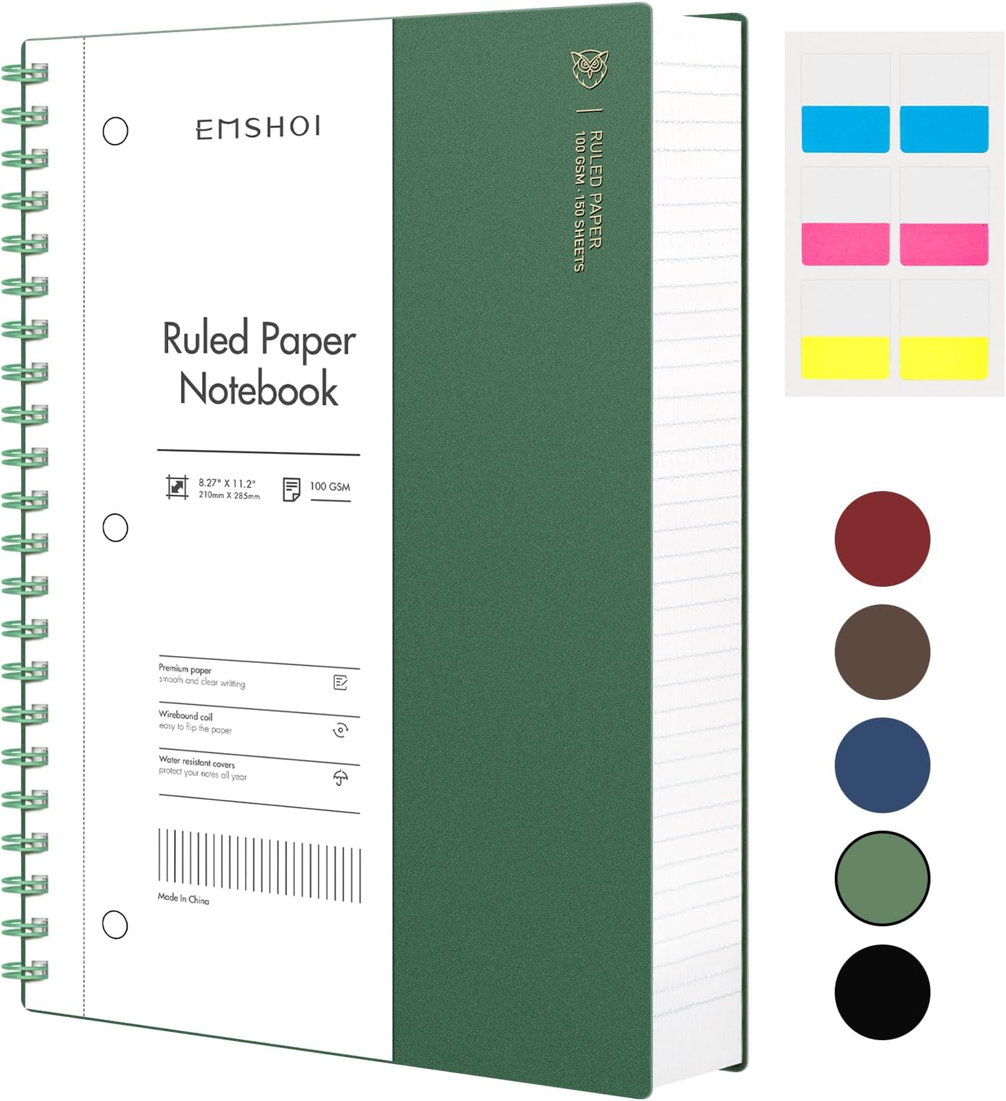 Amazon.com : EMSHOI College Ruled Spiral Notebook 8.5” x 11” - 300 ...