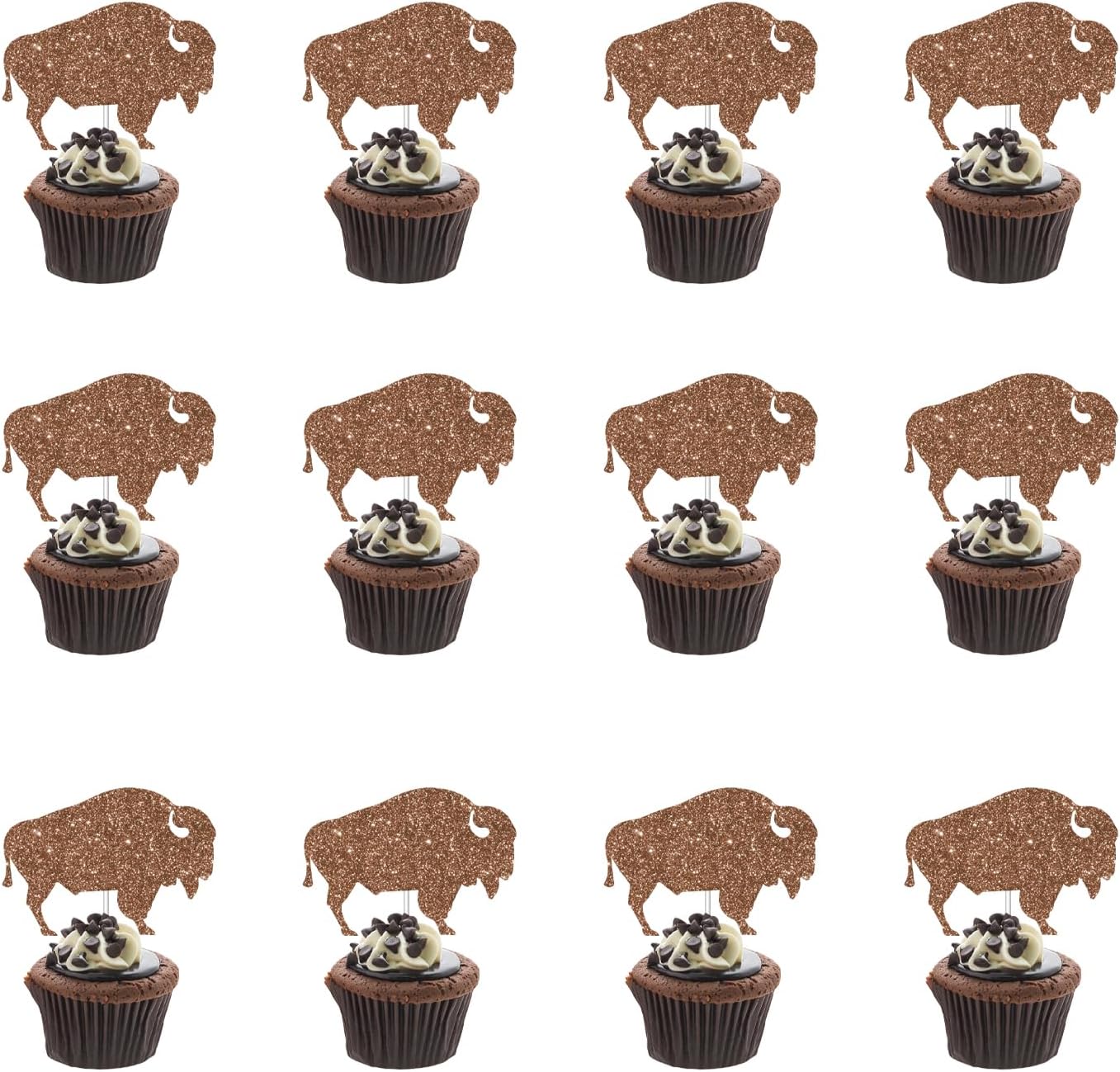 Amazon.com: 24Pcs Brown Bison Cake Decorations, Buffalo Cake Topper ...