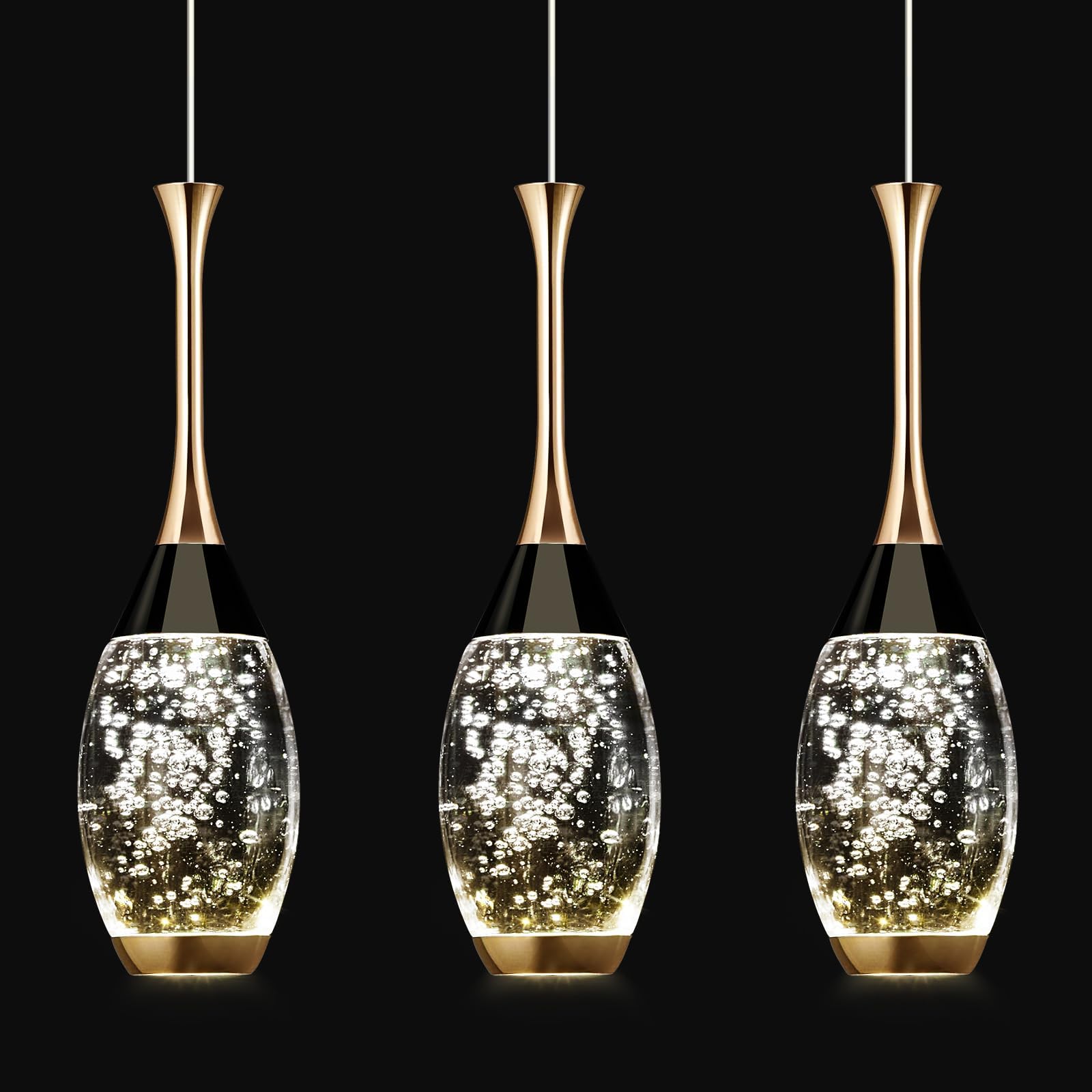 BBLLWJ Modern Black Gold Pendant Light Dimmable LED Ceiling Light ...