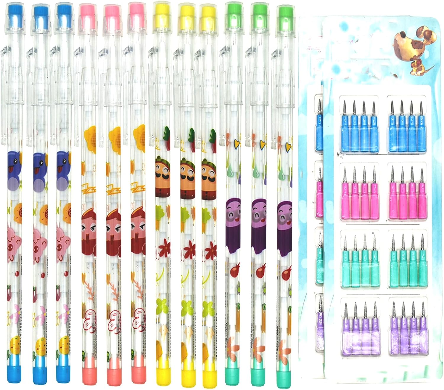 Lopenle 12PCS Non Sharpening Pencils Stackable Pencils With 64 ...