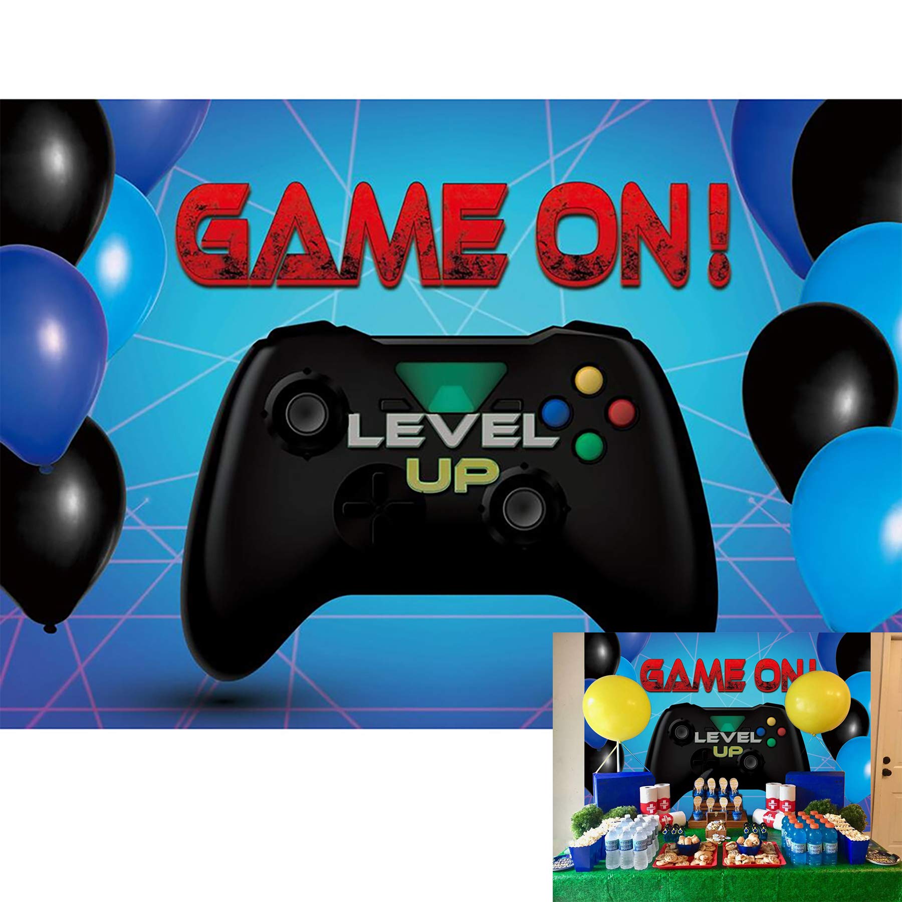 Buy Allenjoy 7x5ft Video Game On Backdrop Boys Gaming Level Up Down ...