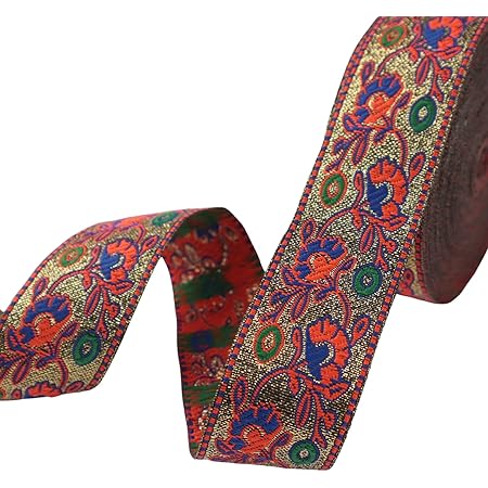 Amazon.com: Boho Jacquard Ribbon Floral Ribbon 5 Yards Blue Embroidery ...