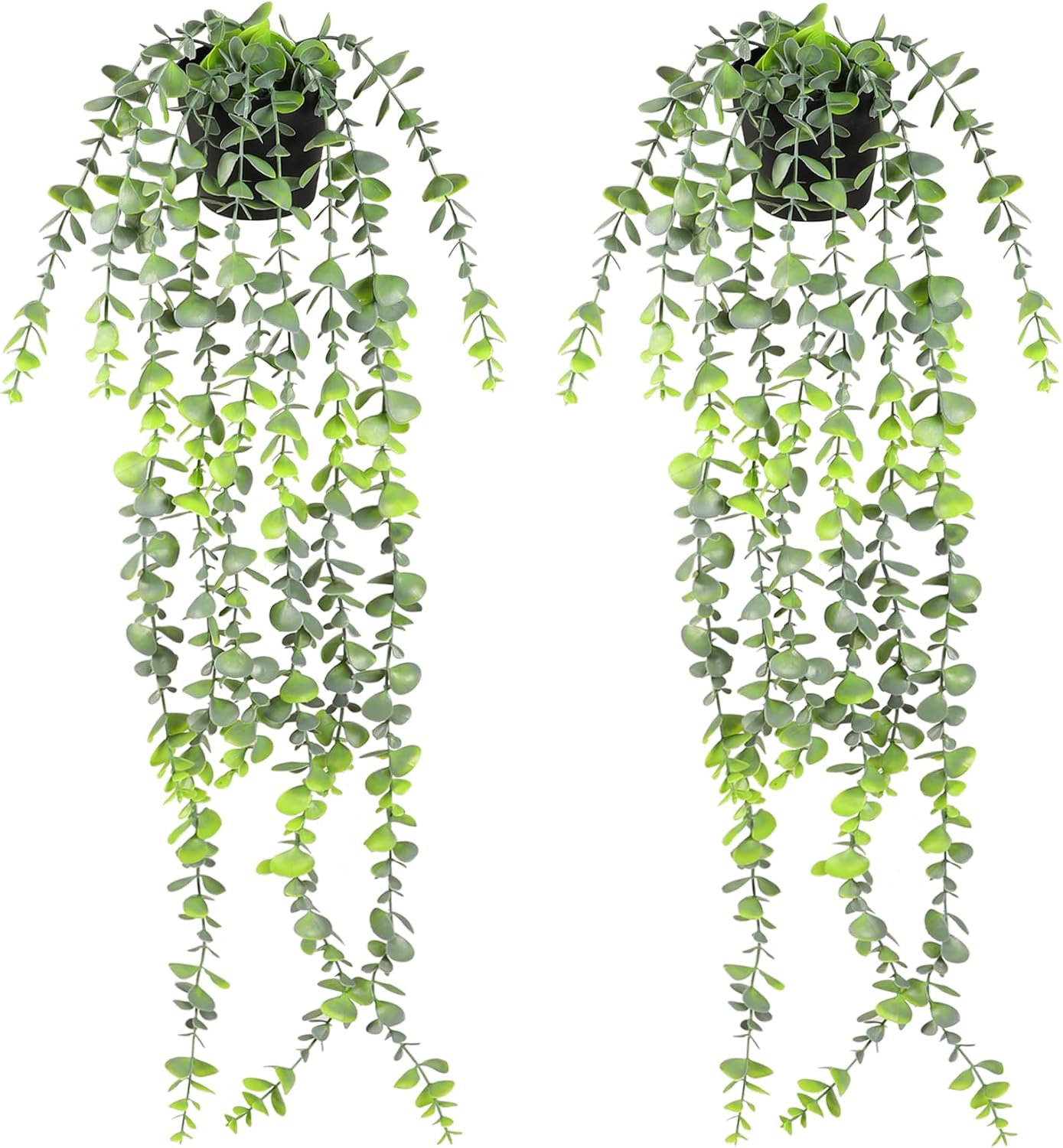 Famibay Set of 2 Artificial Hanging Plants In Pots Hanging Vines Green ...