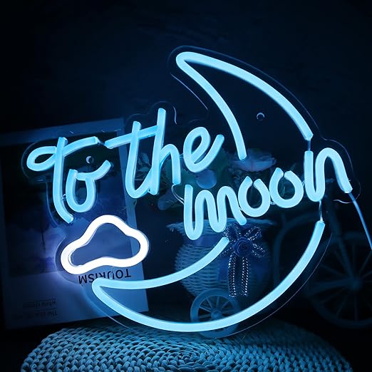 Manimo To The Moon Neon Sign for Wall Decor, Neon Moon Sign Led Flex ...