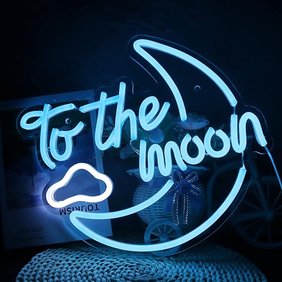 Manimo To The Moon Neon Sign for Wall Decor, Neon Moon Sign Led Flex ...