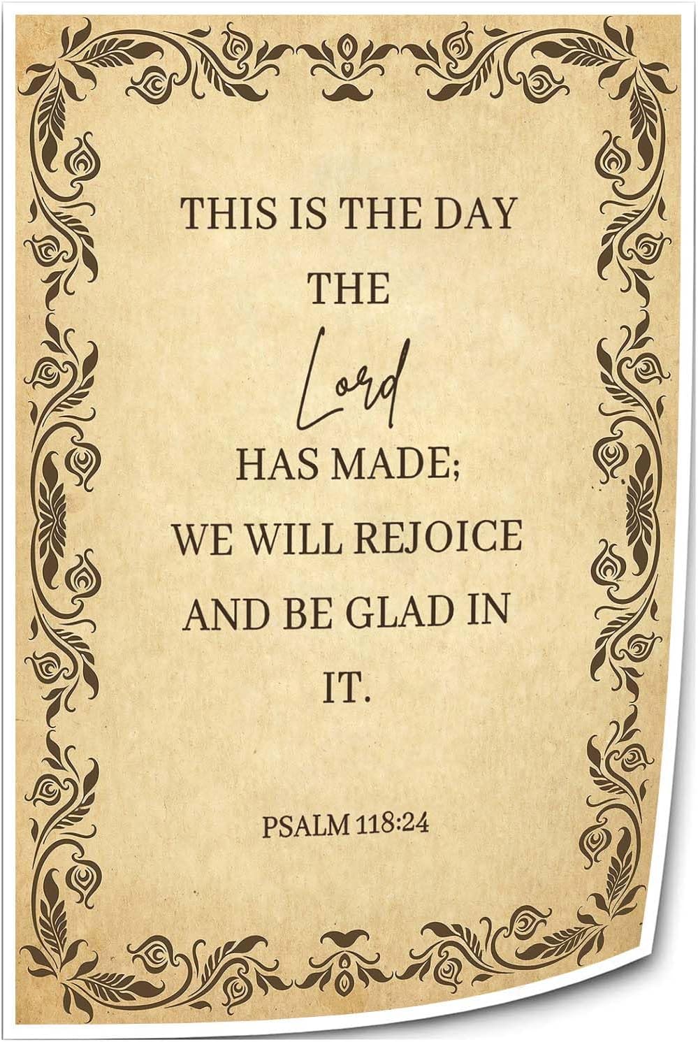 Amazon.com: Nieoffto Psalm 118 24 Wall Art Bible Verse Poster Scripture ...