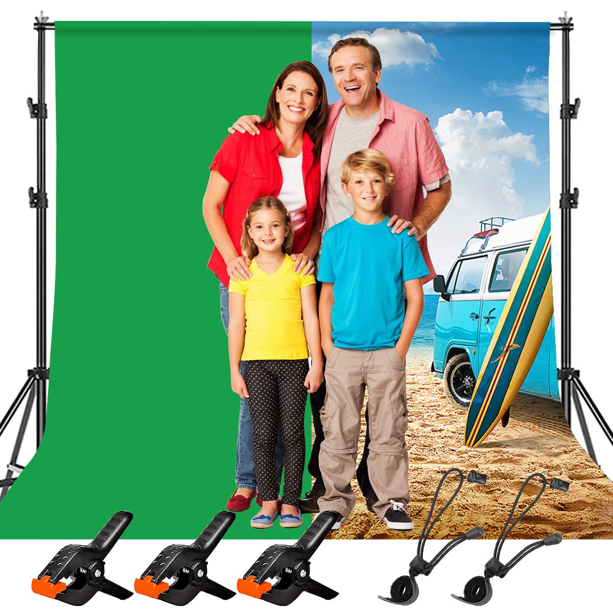 Buy Heysliy Green Screen Backdrop Kit Chromakey, 9.5×6.5ft Greenscreen ...