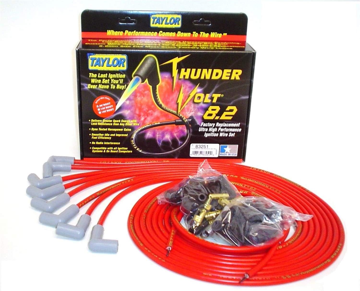 Amazon.com: Taylor Cable 83251 Red Universal ThunderVolt 8.2 Ignition ...