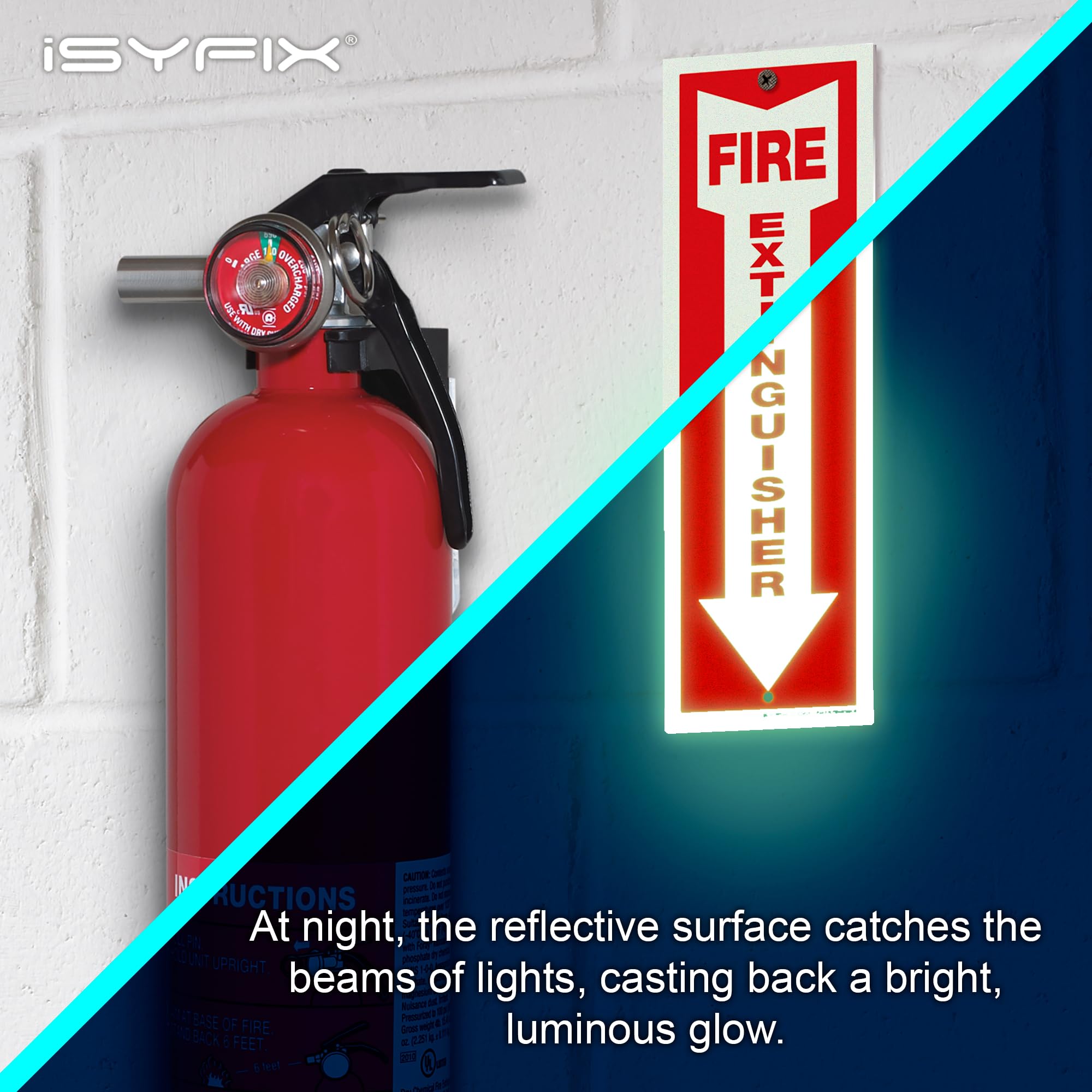 Snapklik.com : iSYFIX Fire Extinguisher Reflective Signs 10 Pack 4x12 ...