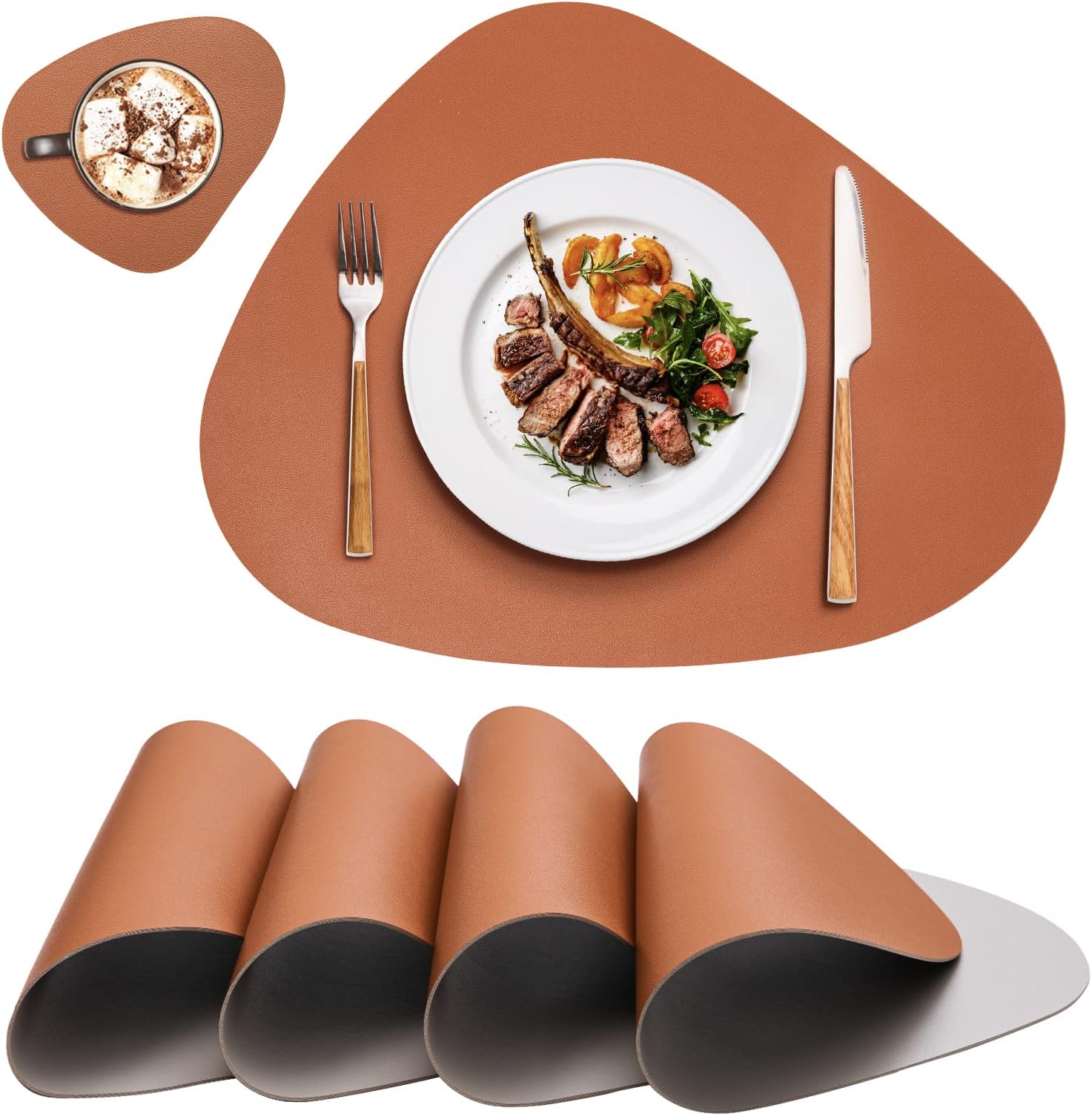 CHENEVER 8 Pcs Set de Table en Cuir et Dessous de Verre, Napperon en ...