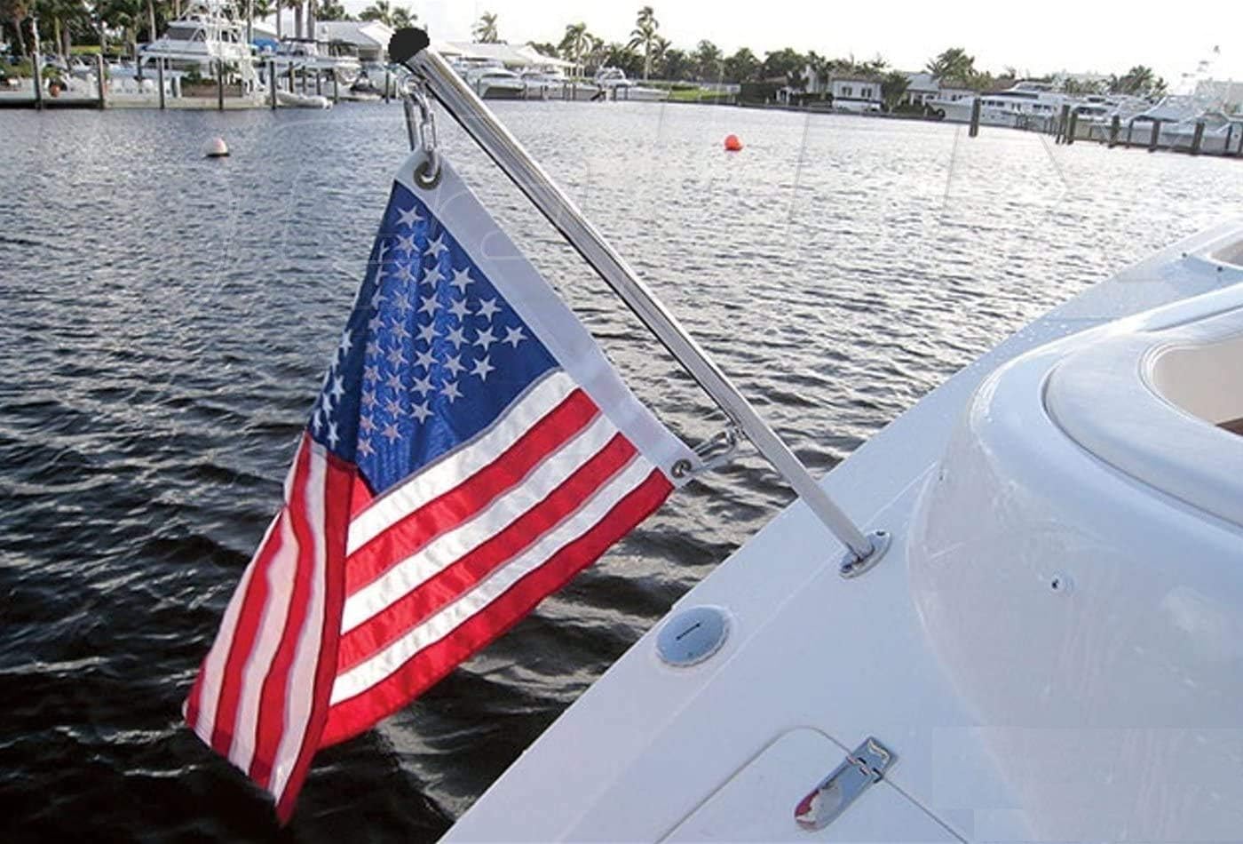 Amazon.com : SeaLux Marine Boat 30" Flag Stanchion Pole and 90° Flush ...