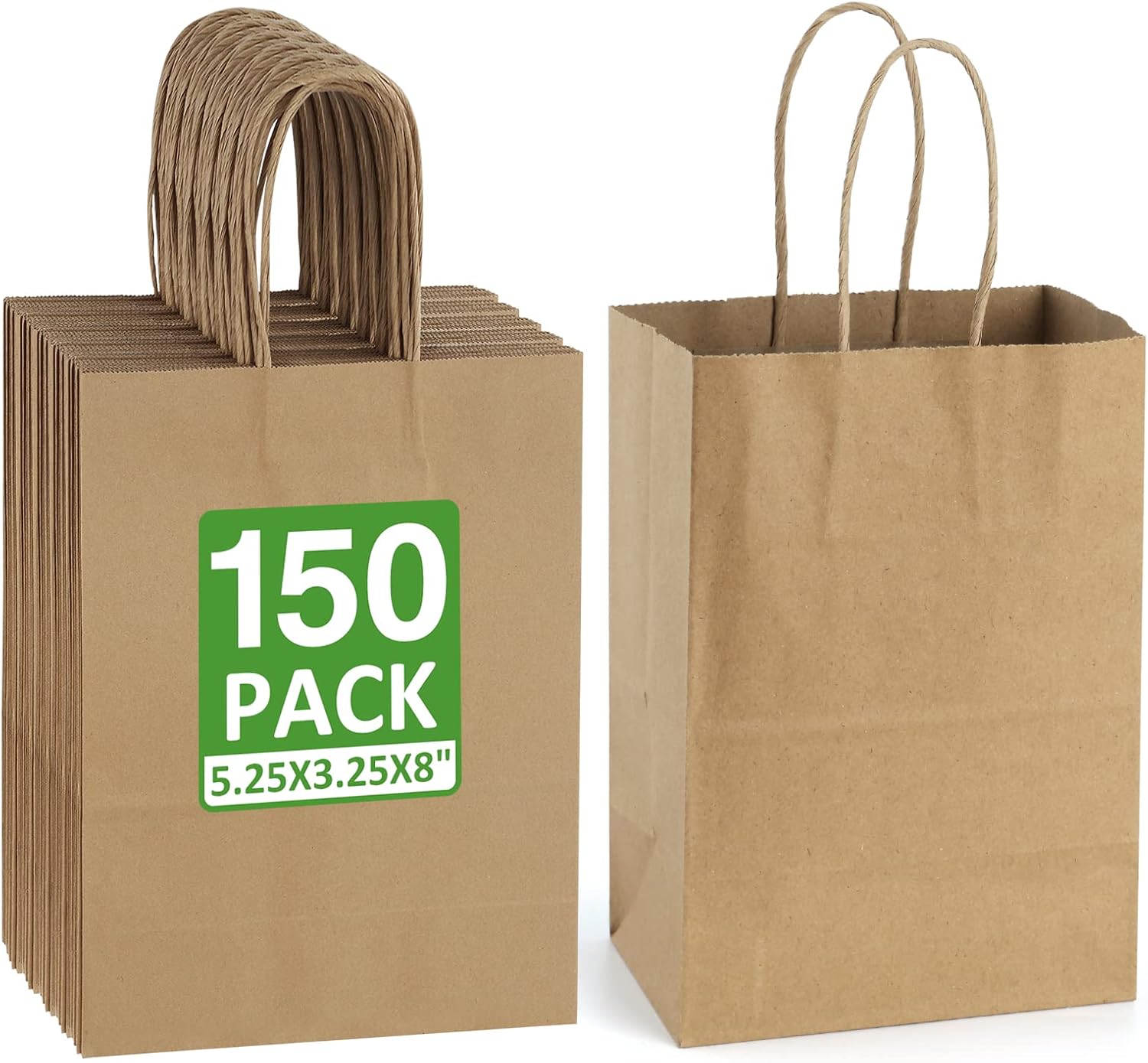 Amazon.com: NYMVP 150PACK Gift Paper Bag with Handles 5.25x3.25x8 Paper ...