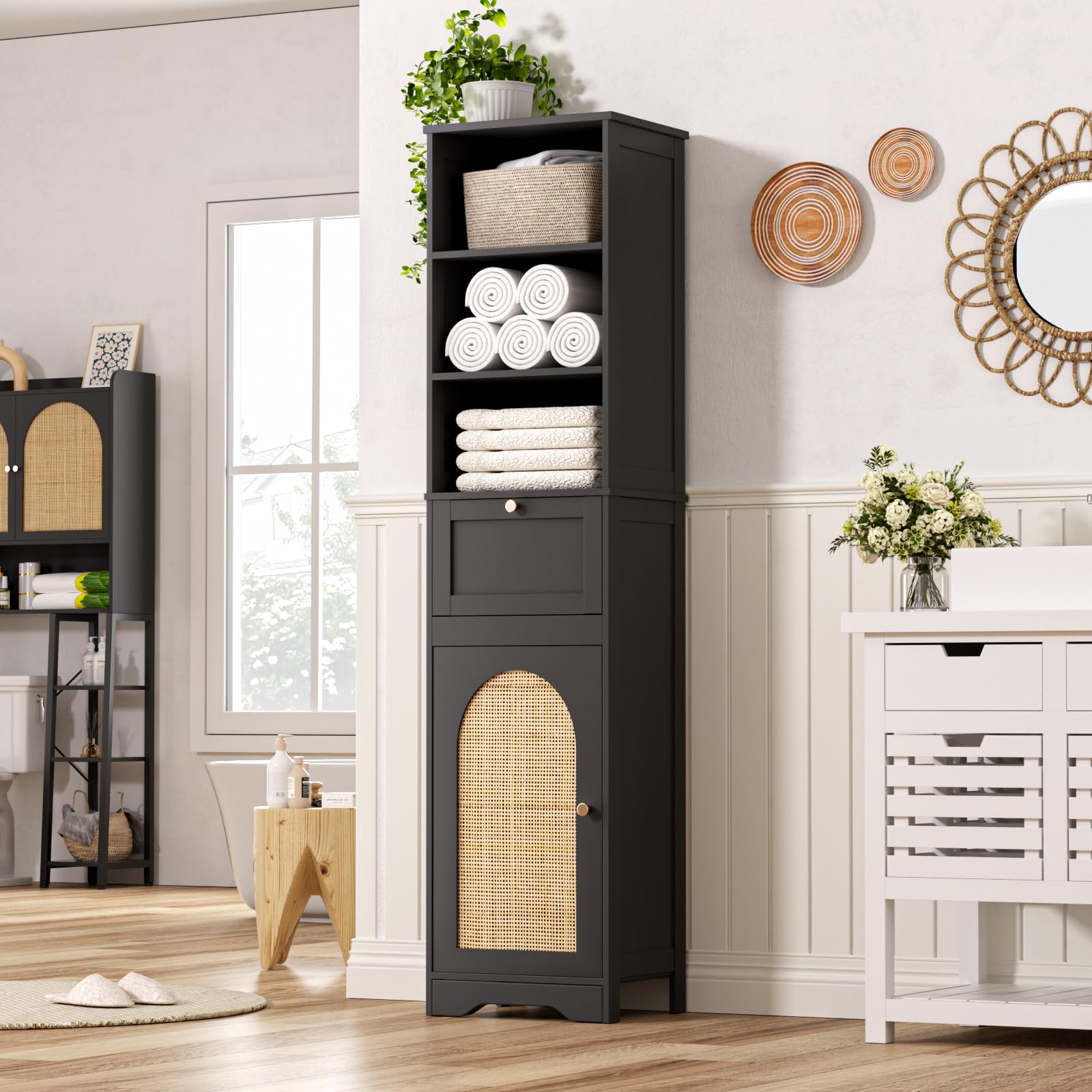 Snapklik.com : FiveWillowise 67"H Bathroom Storage Cabinet