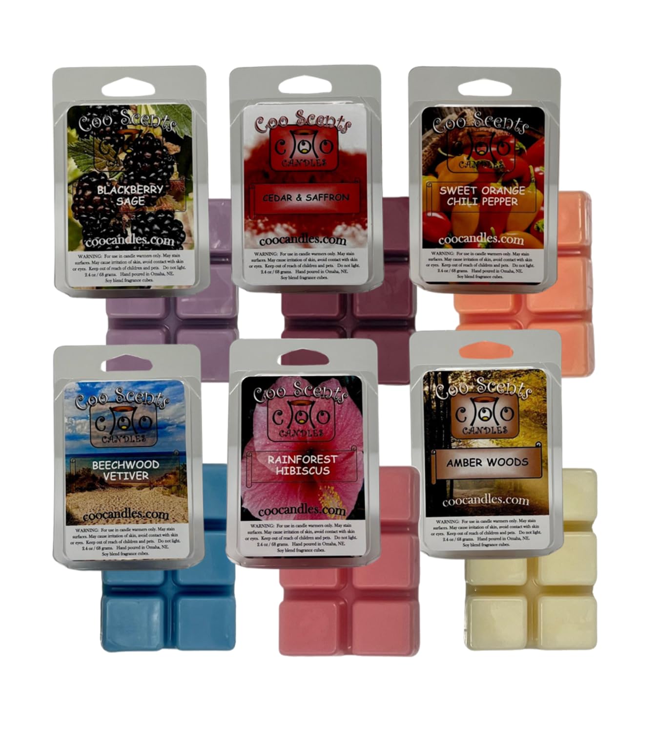 Amazon.com: New! 6 Pack Assorted Variety Mix Pack of Soy Wickless ...