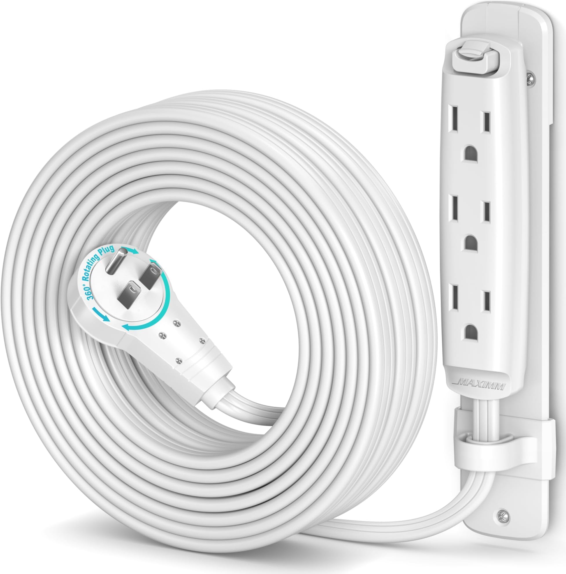 Amazon.com: Maximm 360 Degree Rotating Flat Extension Cord 25 Ft Multi ...
