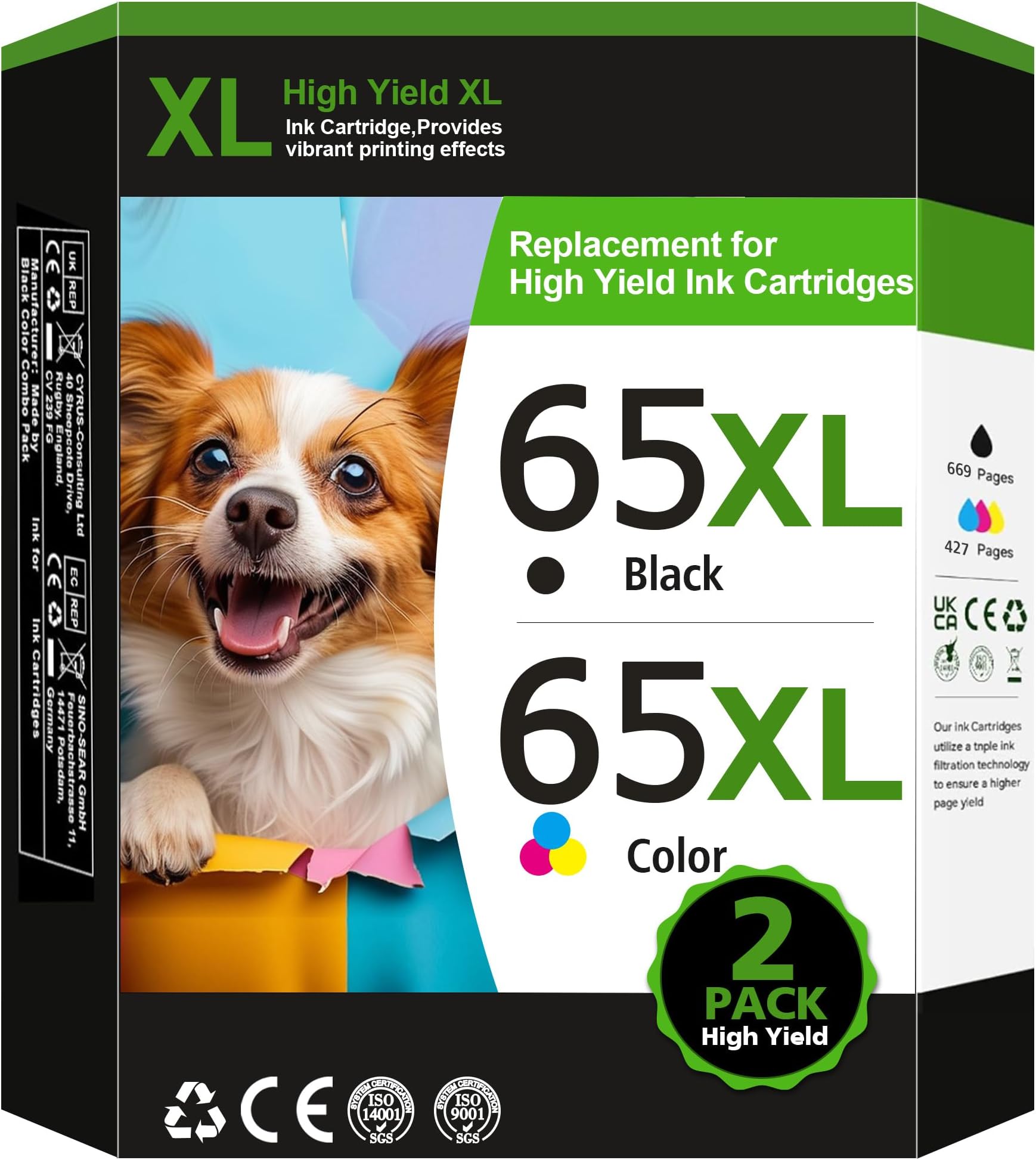 Amazon.com: HP Original 65 Tri-Color / 65XL Black Ink Cartridges (2-pk ...