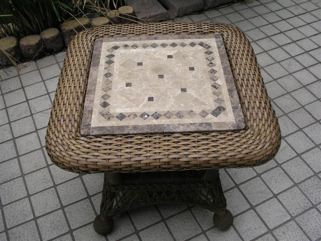 Amazon.com: All-Weather Wicker End Table Stone Top : Patio, Lawn & Garden