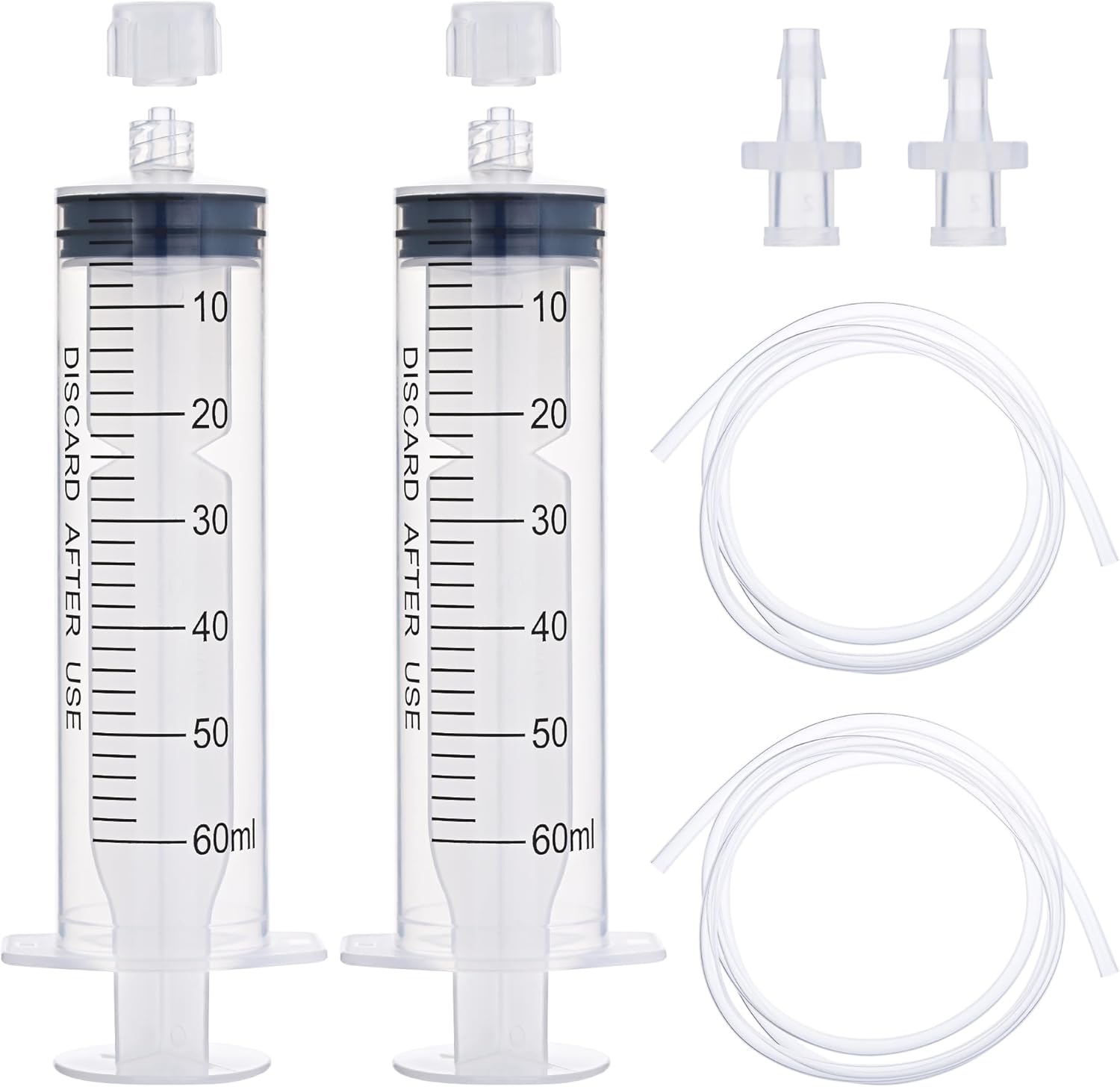 2 Pack 60ml Luer Lock Syringe with 39" Tube, Large 60cc Plastic Syringe ...