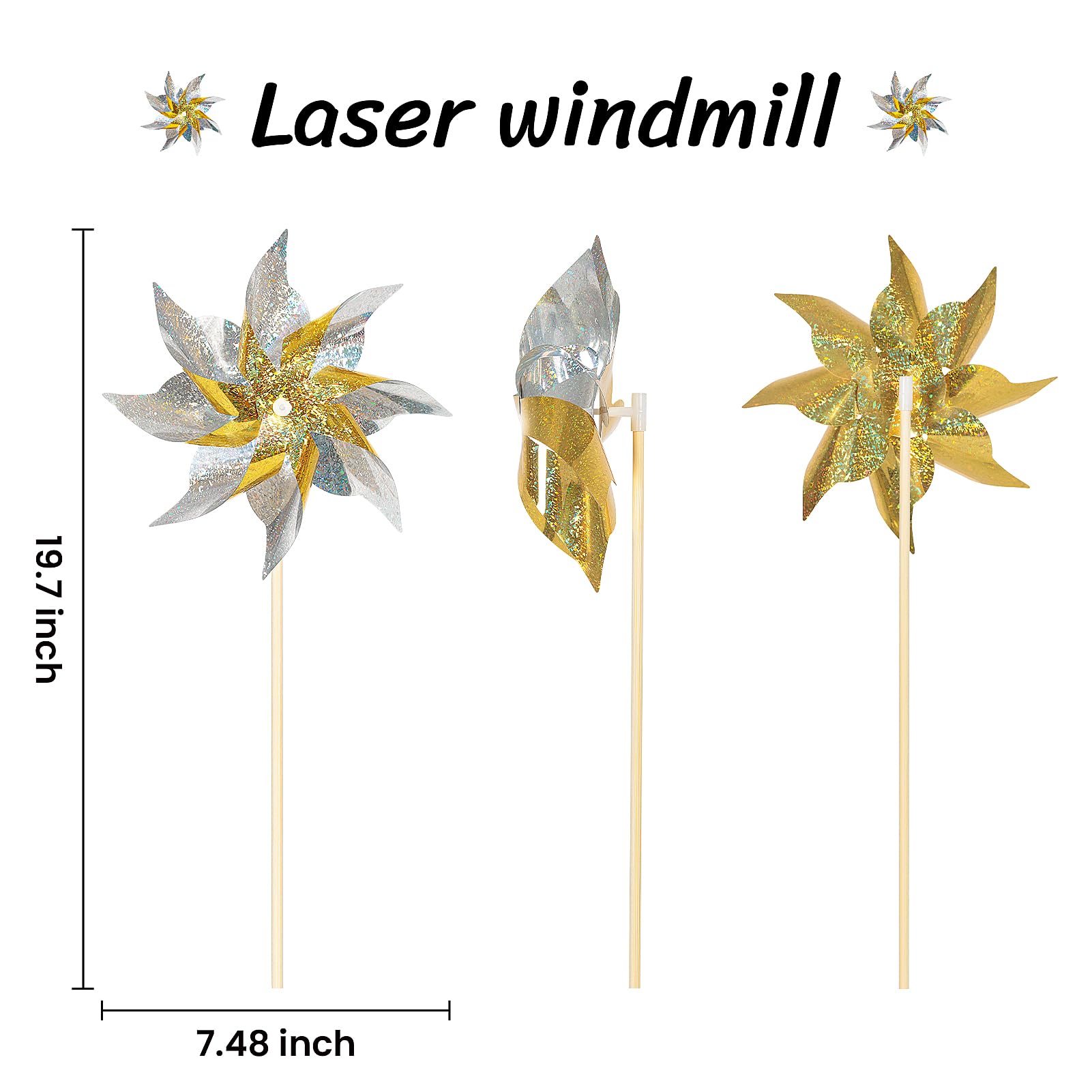 Snapklik.com : 10 Pack Reflective Pinwheels For Yard And Garden, Wind ...