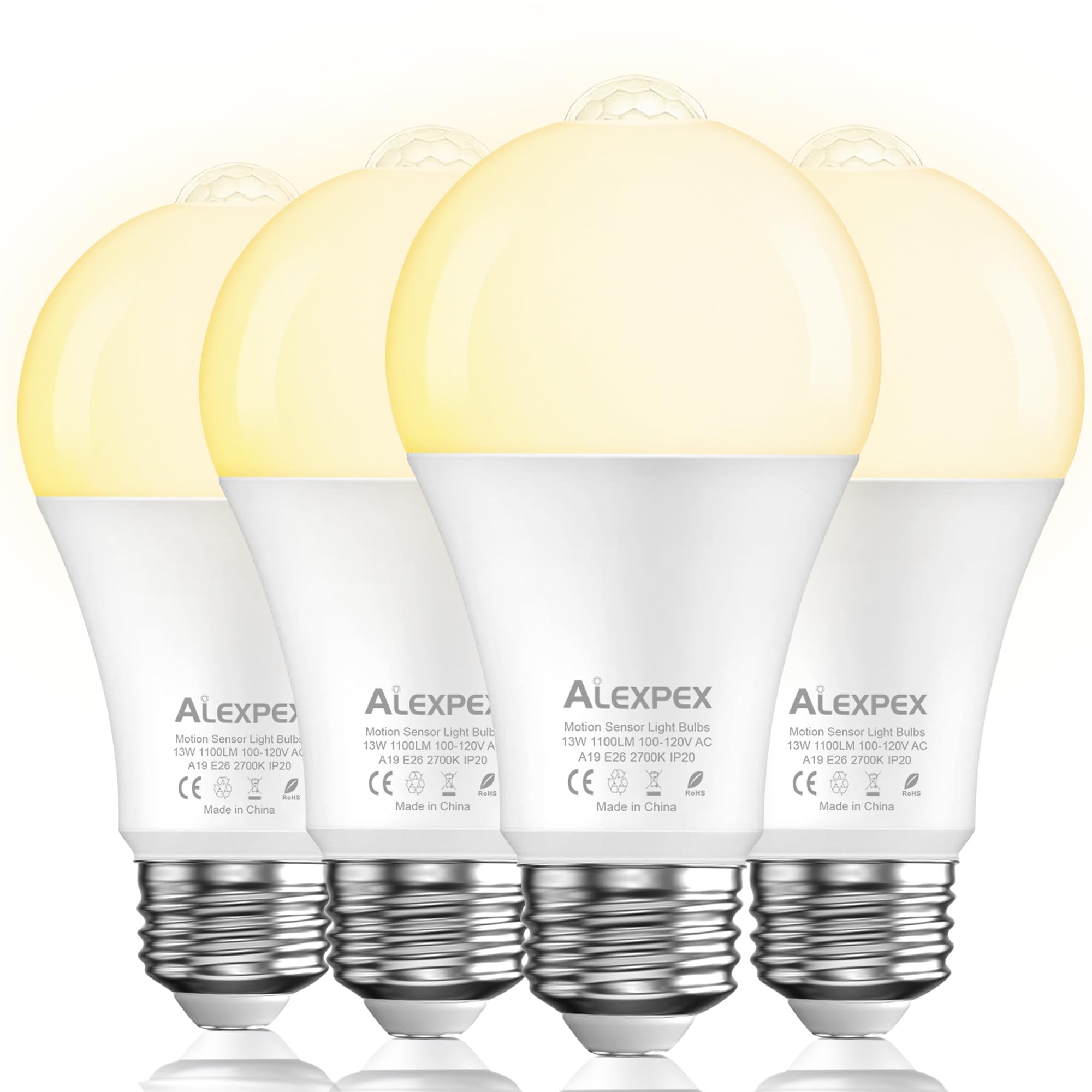 Motion Sensor Light Bulbs, 13W(100W Equivalent) 1100lm Motion Activated ...