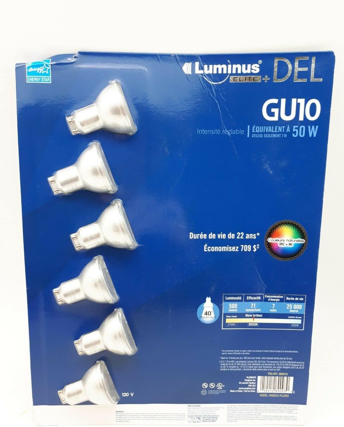 GU10 (6 Pack) Luminus® Elite Dimmable LED 6W = 50W GU10 Bright White ...