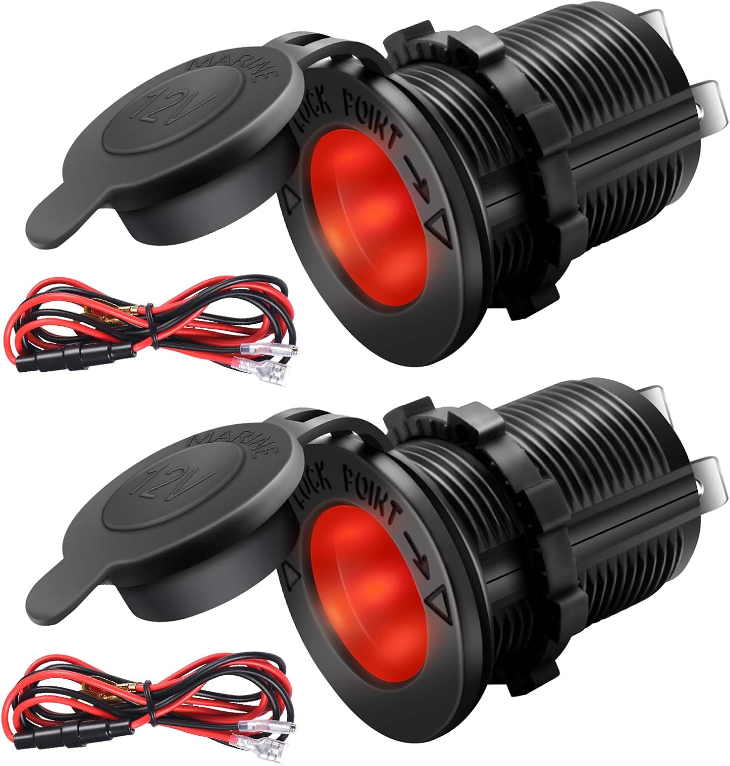 Amazon.com: 12V Cigarette Lighter Socket, 2 Pack Car Marine Motorcycle ...