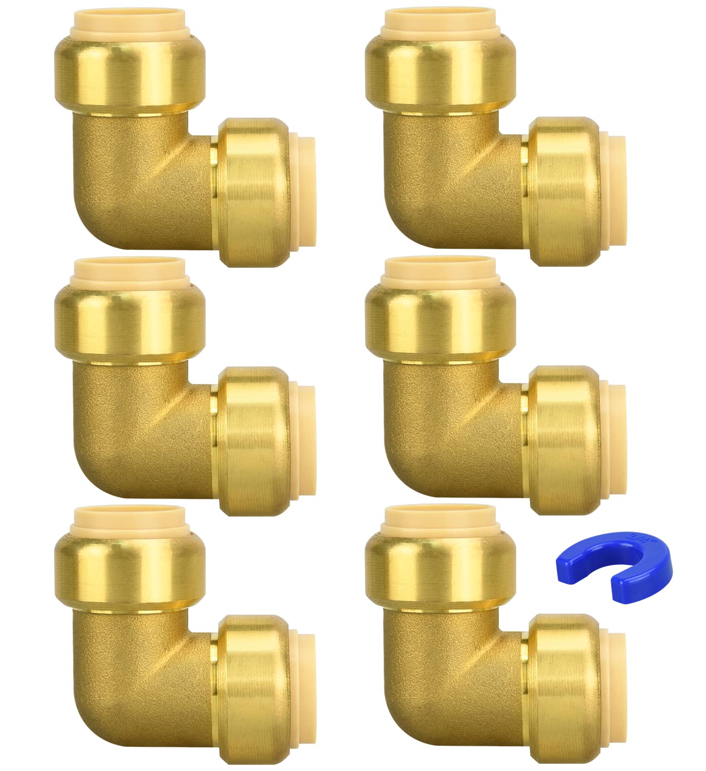 Snapklik.com : 6 Pack Push-to-Connect Plumbing Fittings, 3/4" Elbow ...