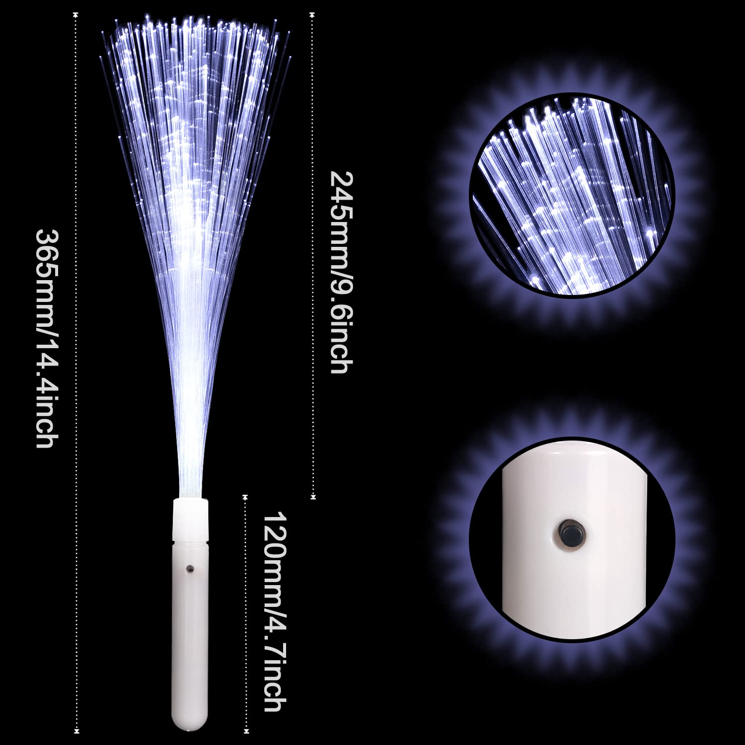 Snapklik.com : 12 Pack White Glow Sticks Light Up Fiber Optic Stick ...