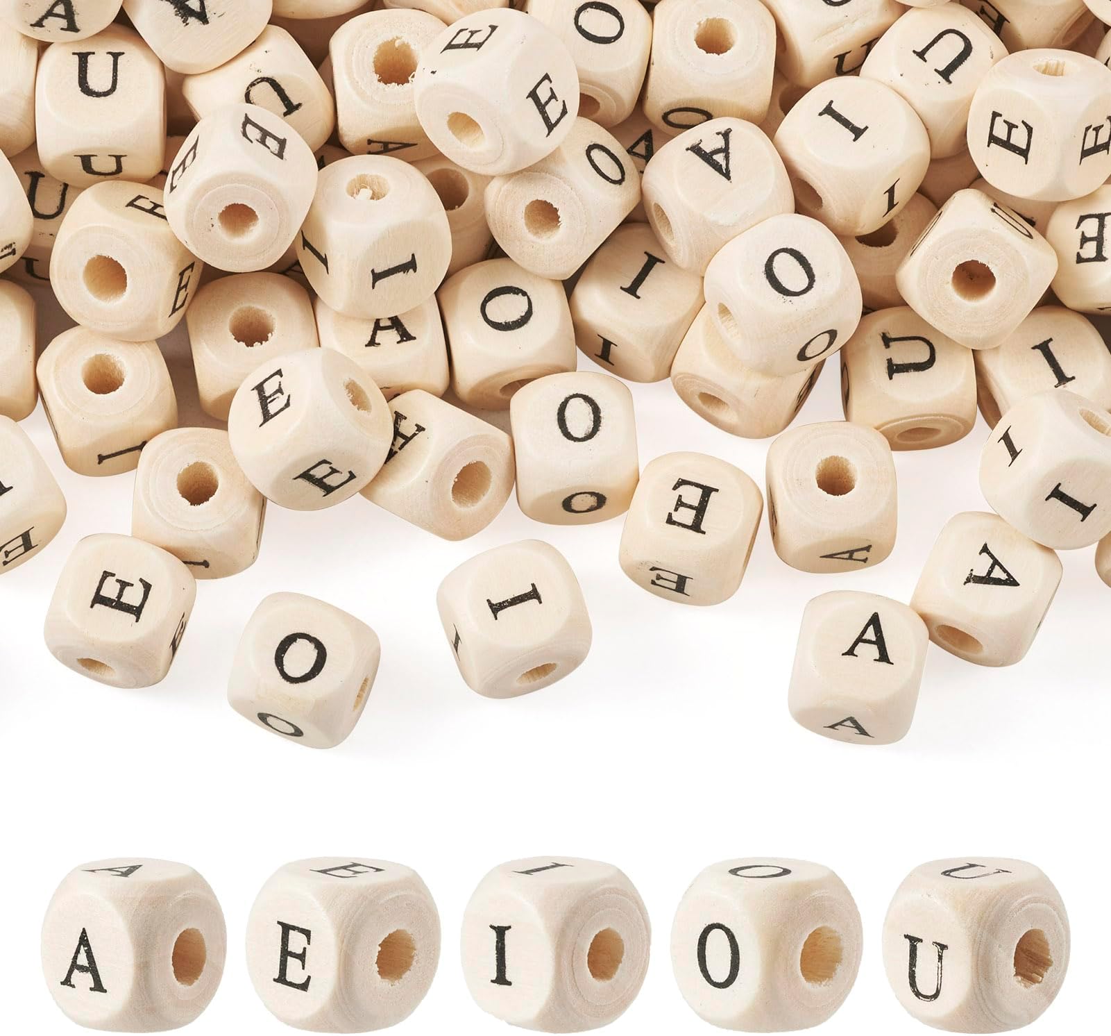 Amazon.com: 52Pcs Alphabet Wooden Beads 12mm Square Wooden Beads A-Z ...