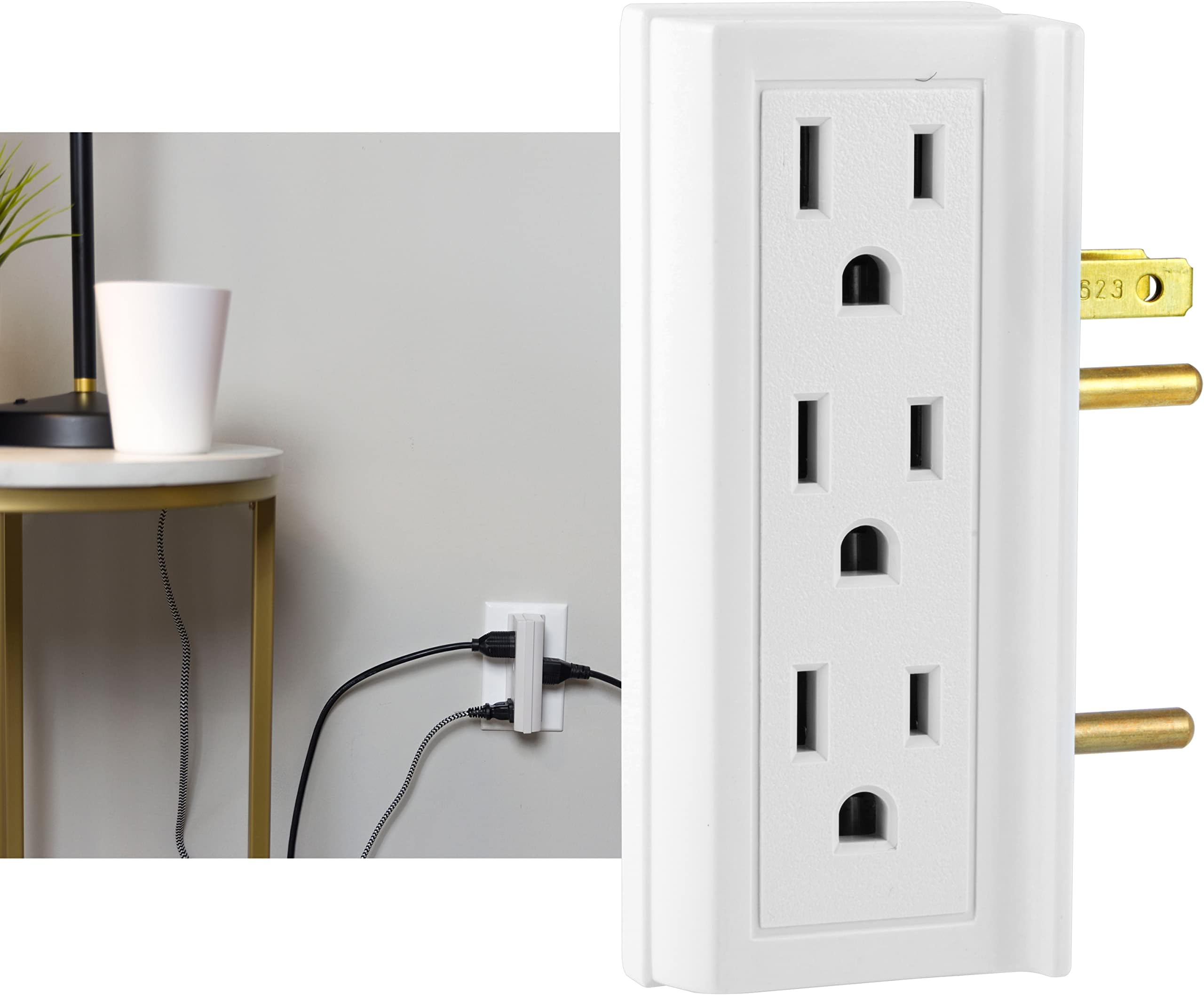 GE 6-Outlet Extender, Side Access Wall Tap, 3-Prong, Multiple Plug ...