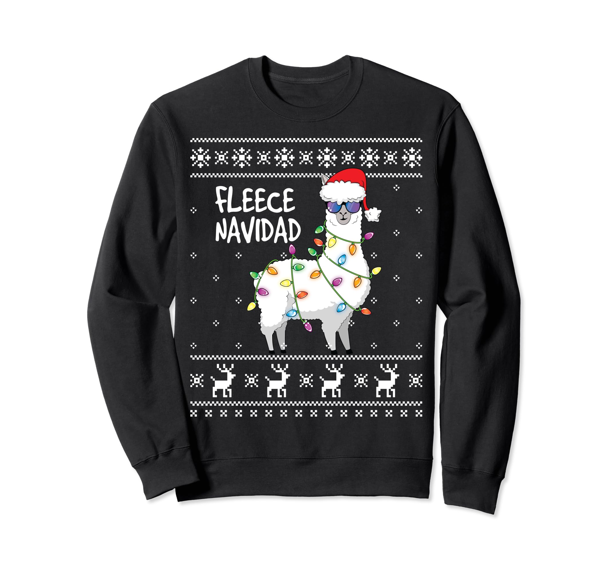 Amazon.com: Fleece Feliz Navidad Funny Llama Ugly Christmas Sweater ...