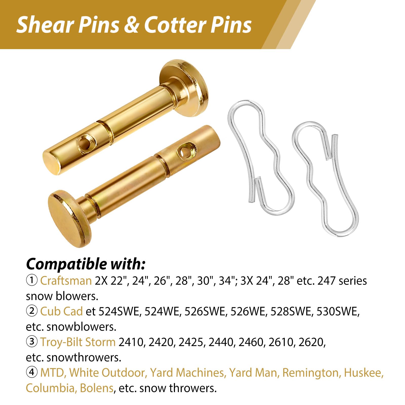 Snapklik.com : 22 Pcs Shear Pins And Cotter Pins For Snowblower - 738 ...