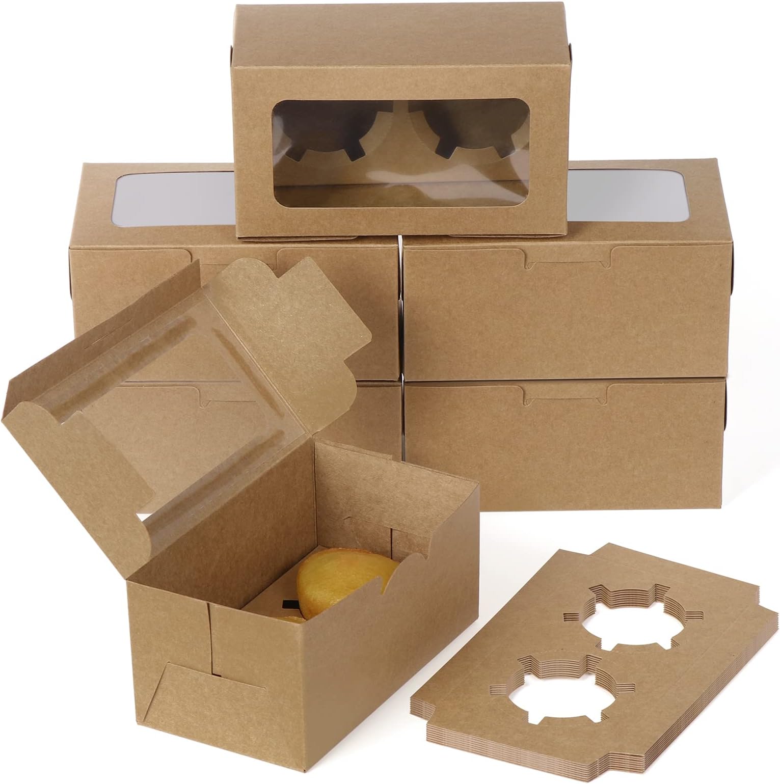 Bakery Boxes Mini Cake Boxes Pie Boxes 4in Brown Kraft Box with PVC ...