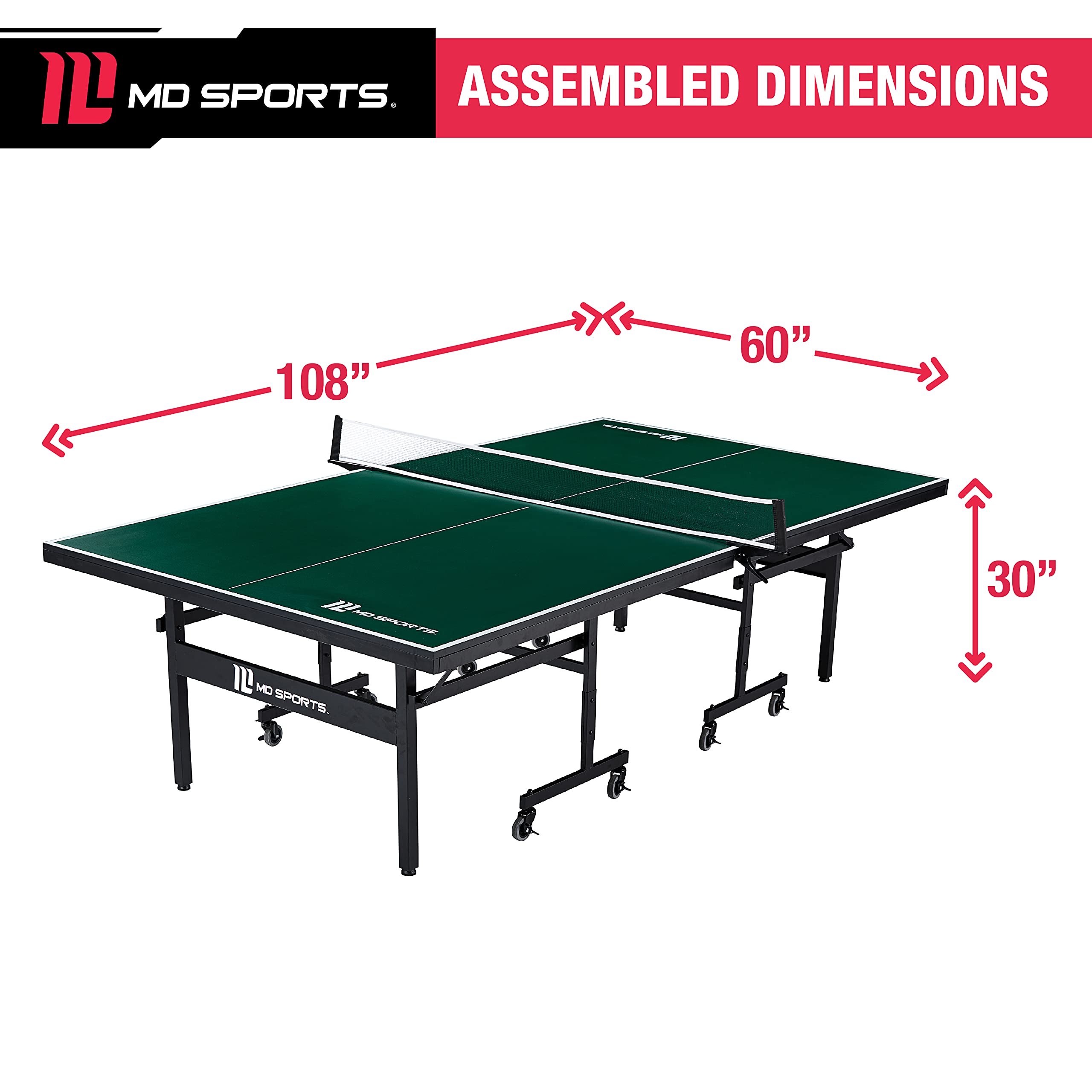 Snapklik.com : MD Sports Winnfield 2-Piece 18mm Table Tennis Table