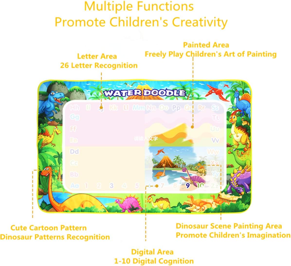 Welltop Water Drawing Mat, 29 Pack Water Doodle Mat, 120×70cm Colorful ...